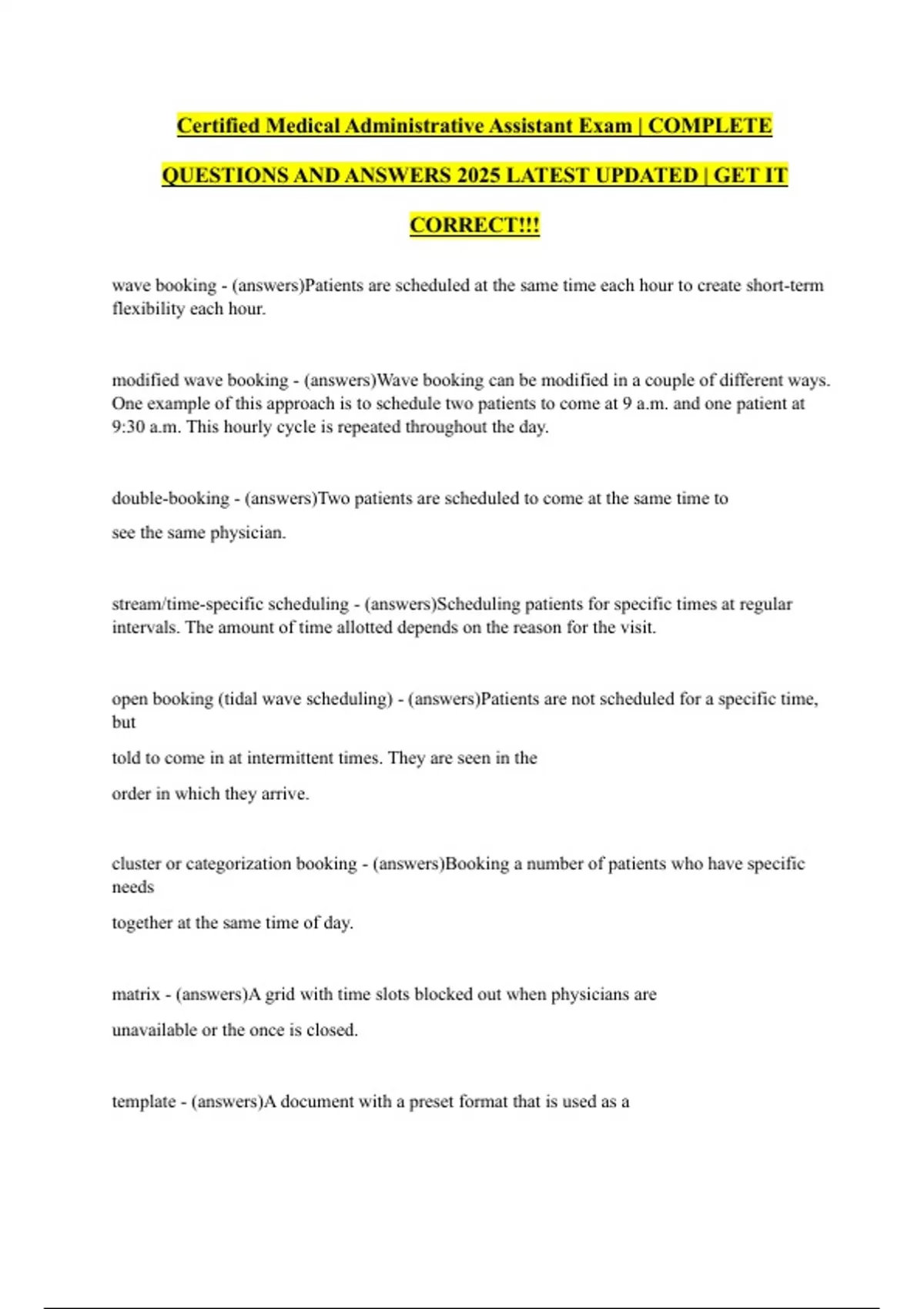 Certified Medical Administrative Assistant Exam | COMPLETE QUESTIONS ...