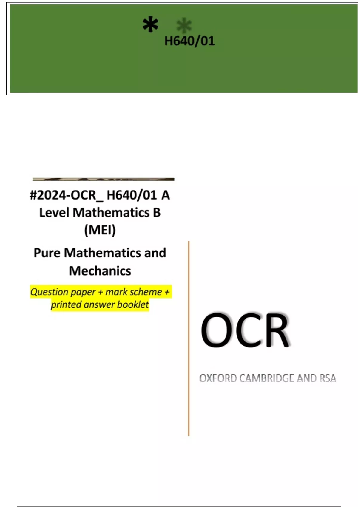 #2024-OCR_ H640/01 A Level Mathematics B (MEI) Pure Mathematics and ...