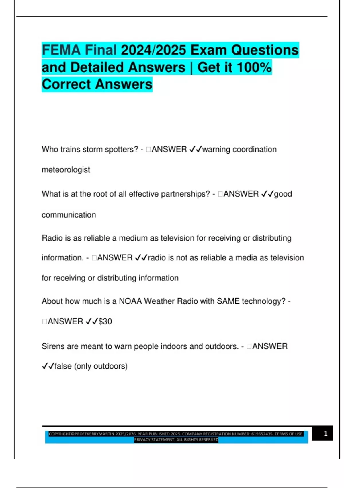 FEMA Final 2024/2025 Exam Questions and Detailed Answers | Get it 100% ...