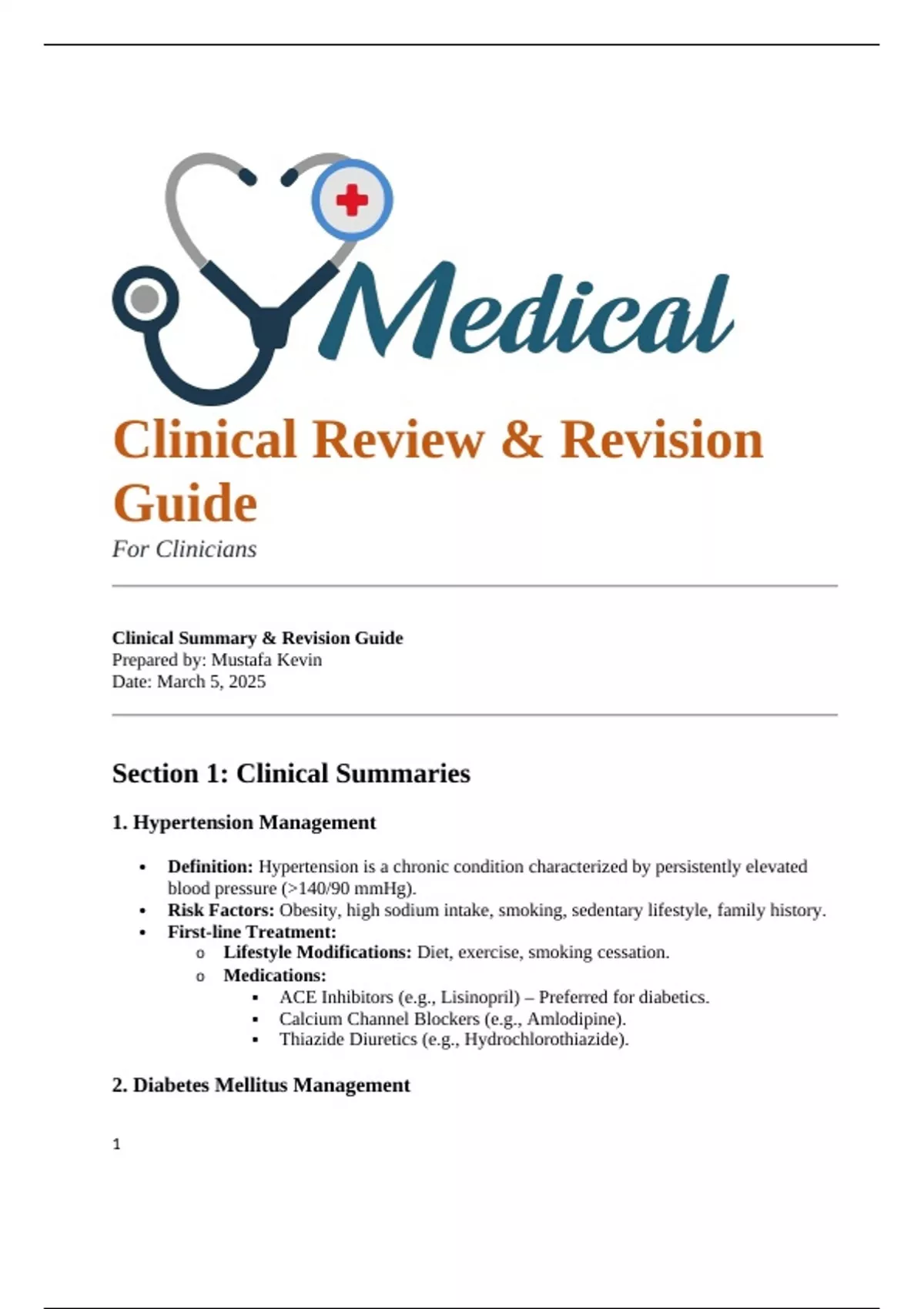 Summary clinical review and revision guide - Clinical - Stuvia US
