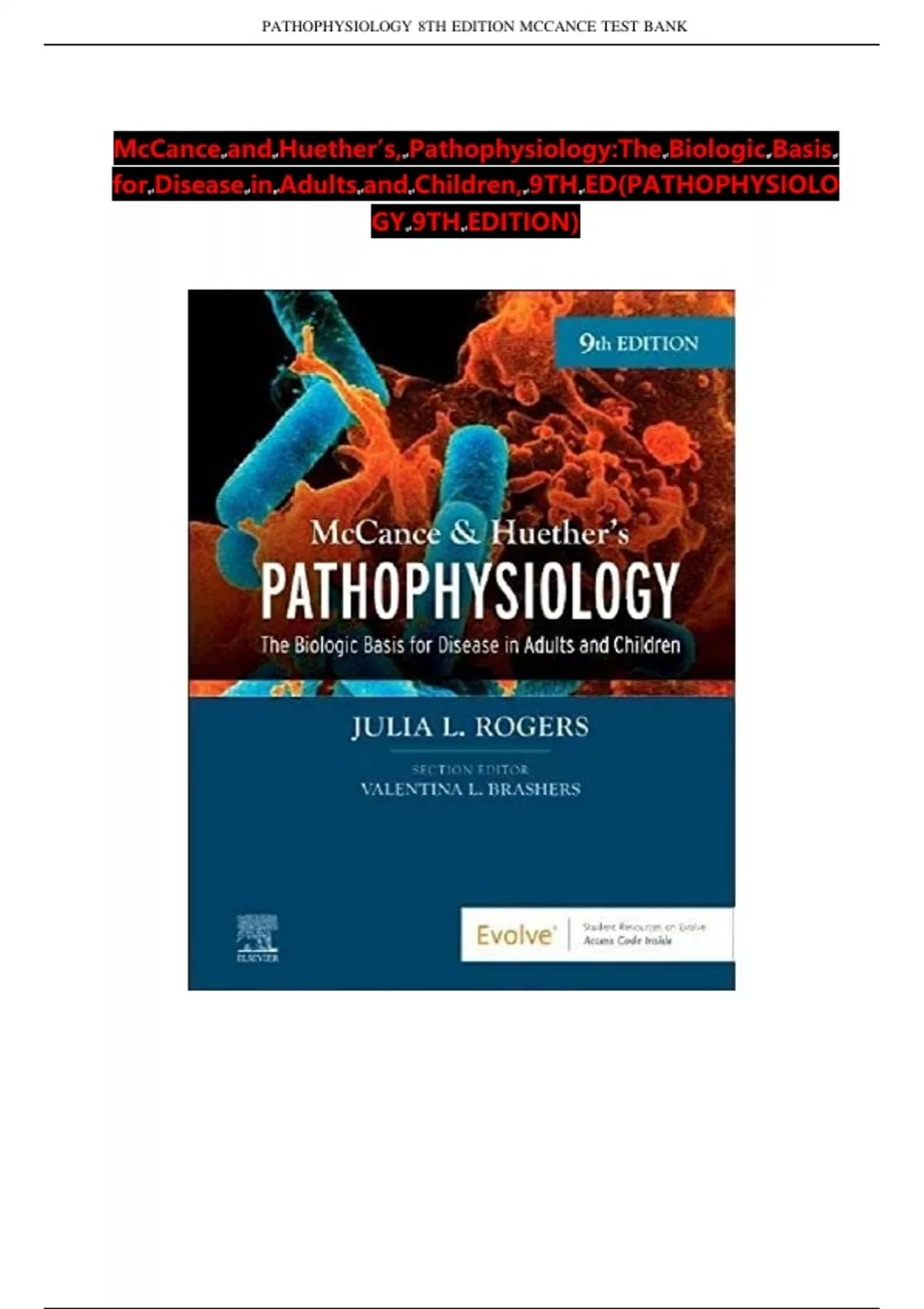Test Bank For McCance & Huether’s Pathophysiology The Biologic Basis ...
