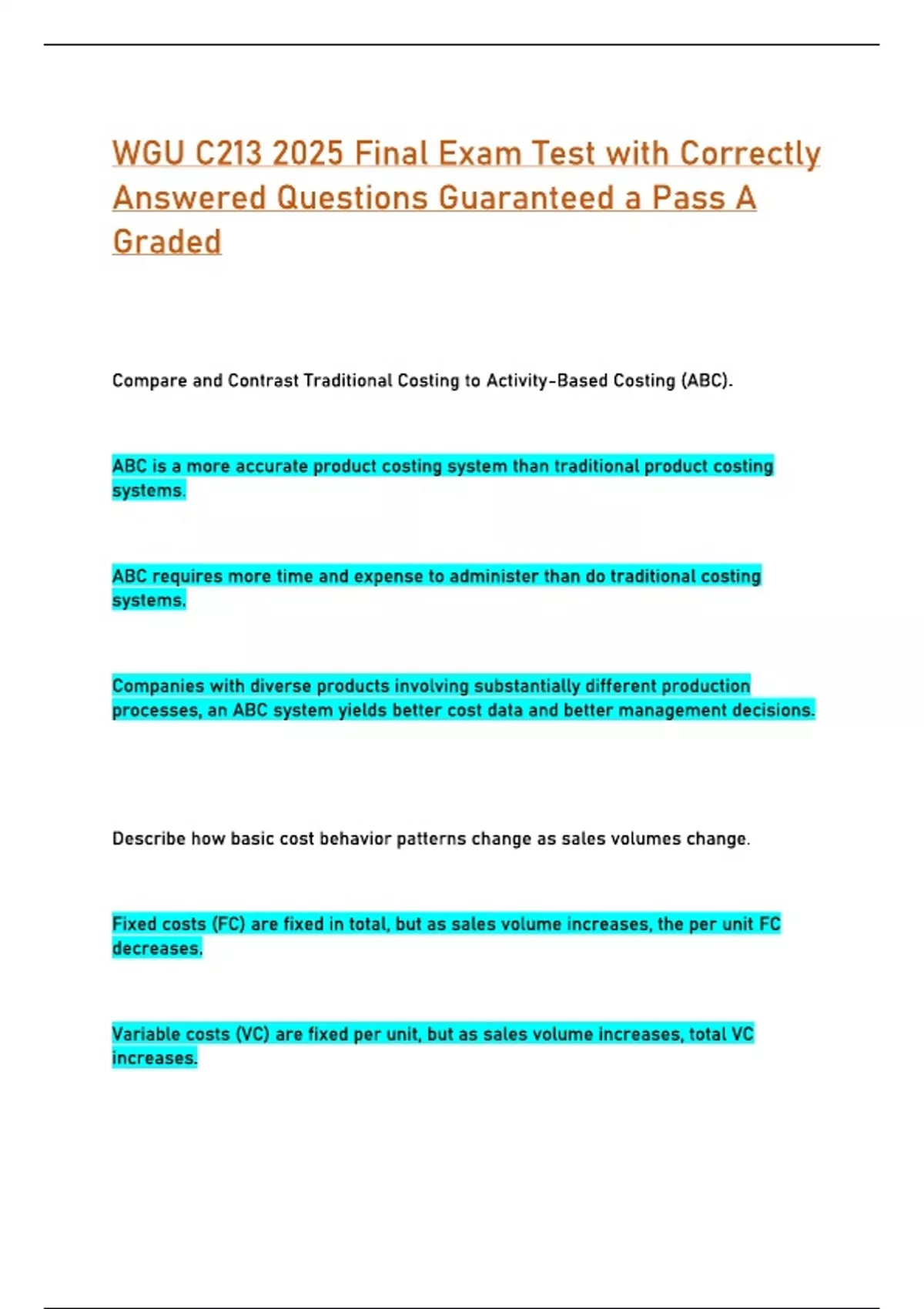 WGU C213 2025 Final Exam Test with Correctly Answered Questions ...