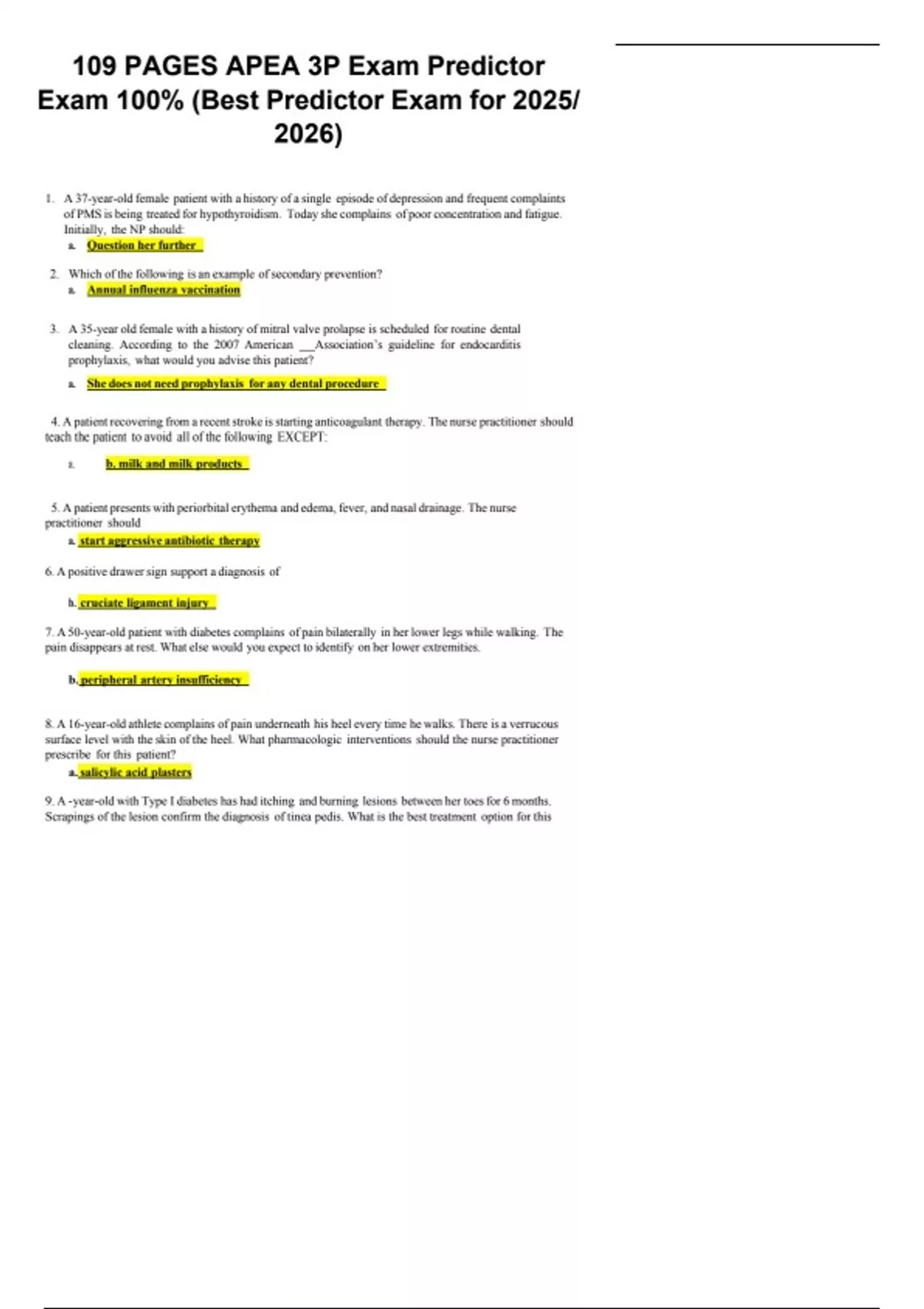 109 PAGES APEA 3P Exam Predictor Exam 100% (Best Predictor Exam for ...