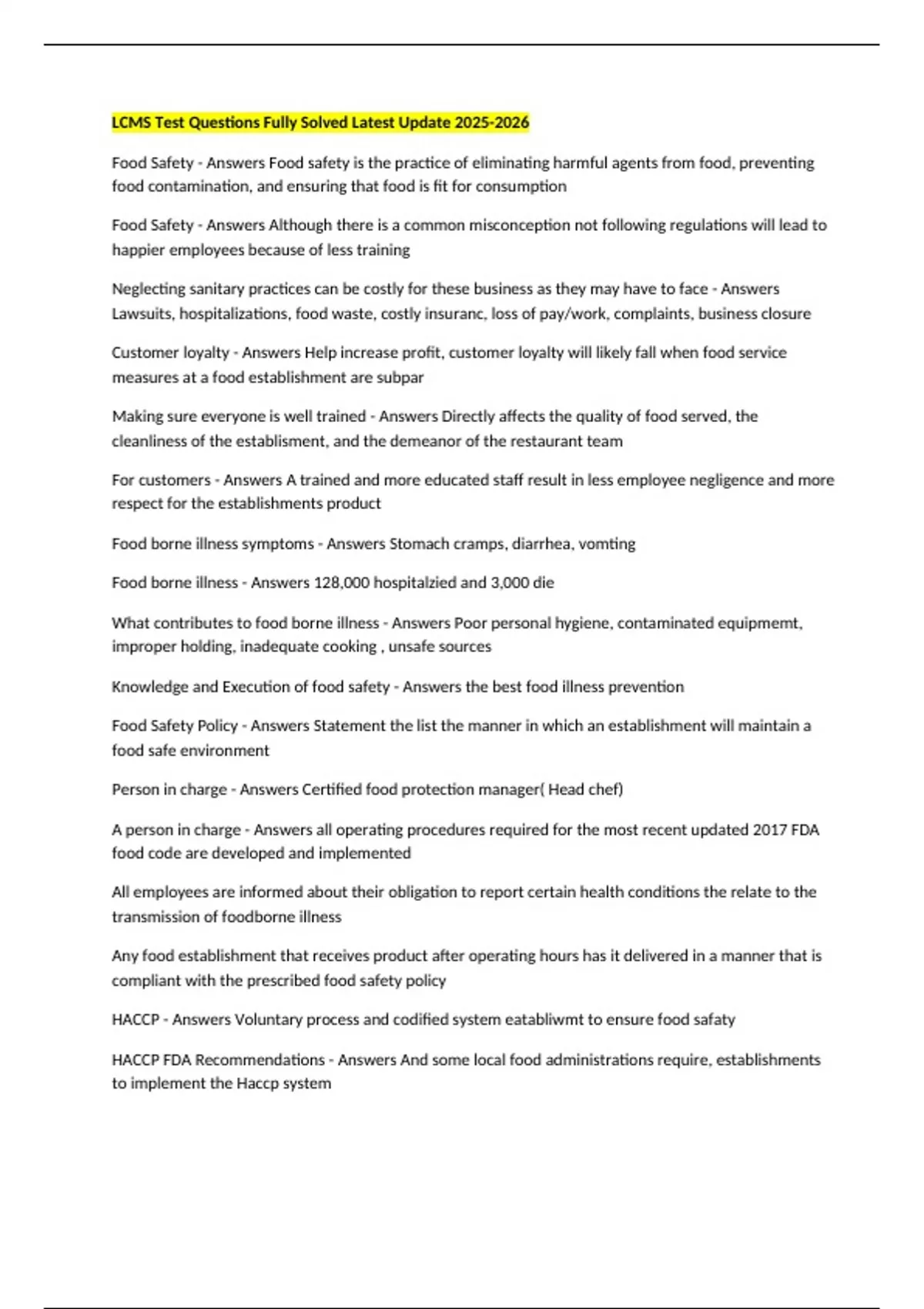 LCMS Test Questions Fully Solved Latest Update - LCMS - Stuvia US