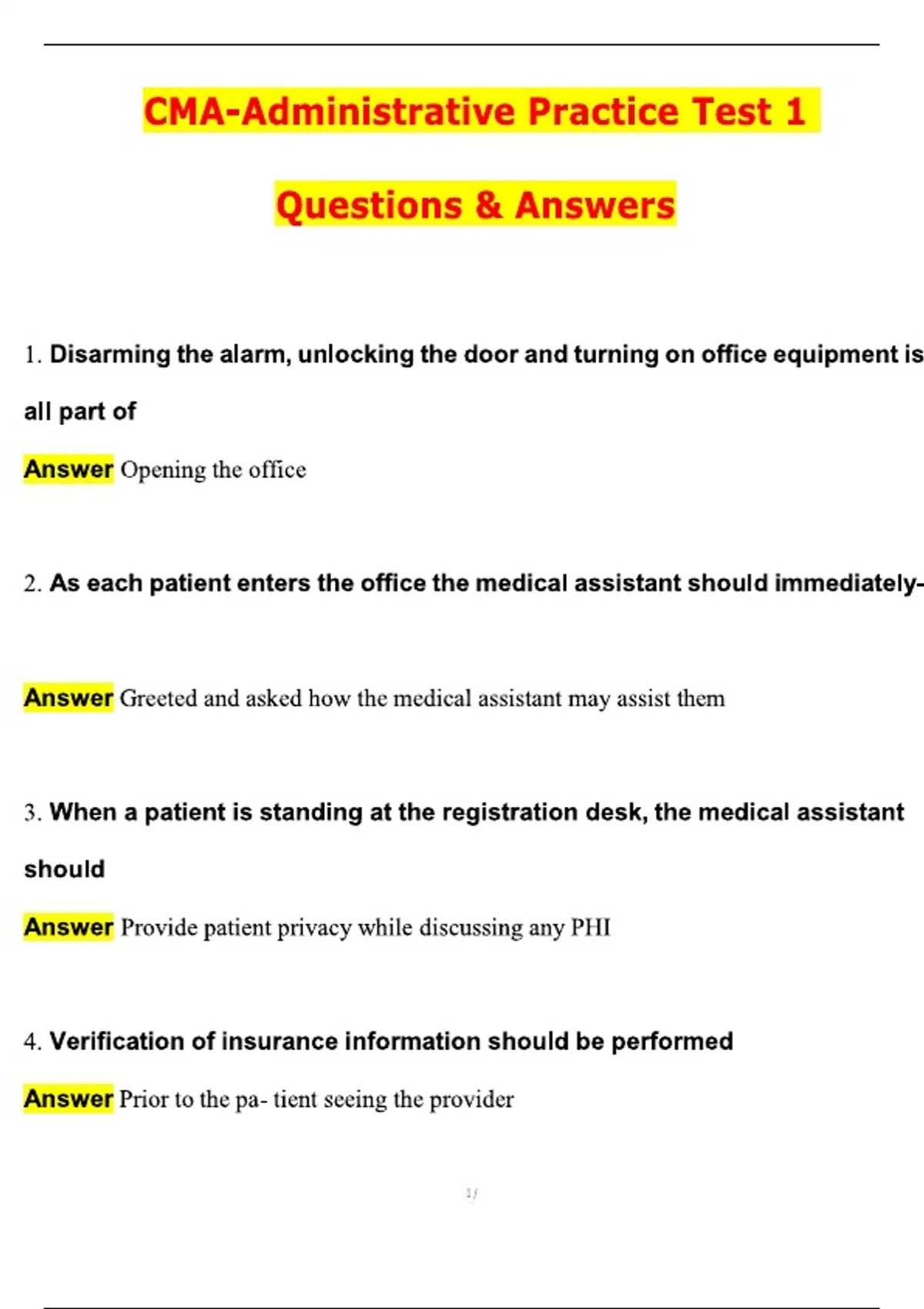 CMA Administrative Practice Test 1 (Latest 2025 / 2026 Update ...