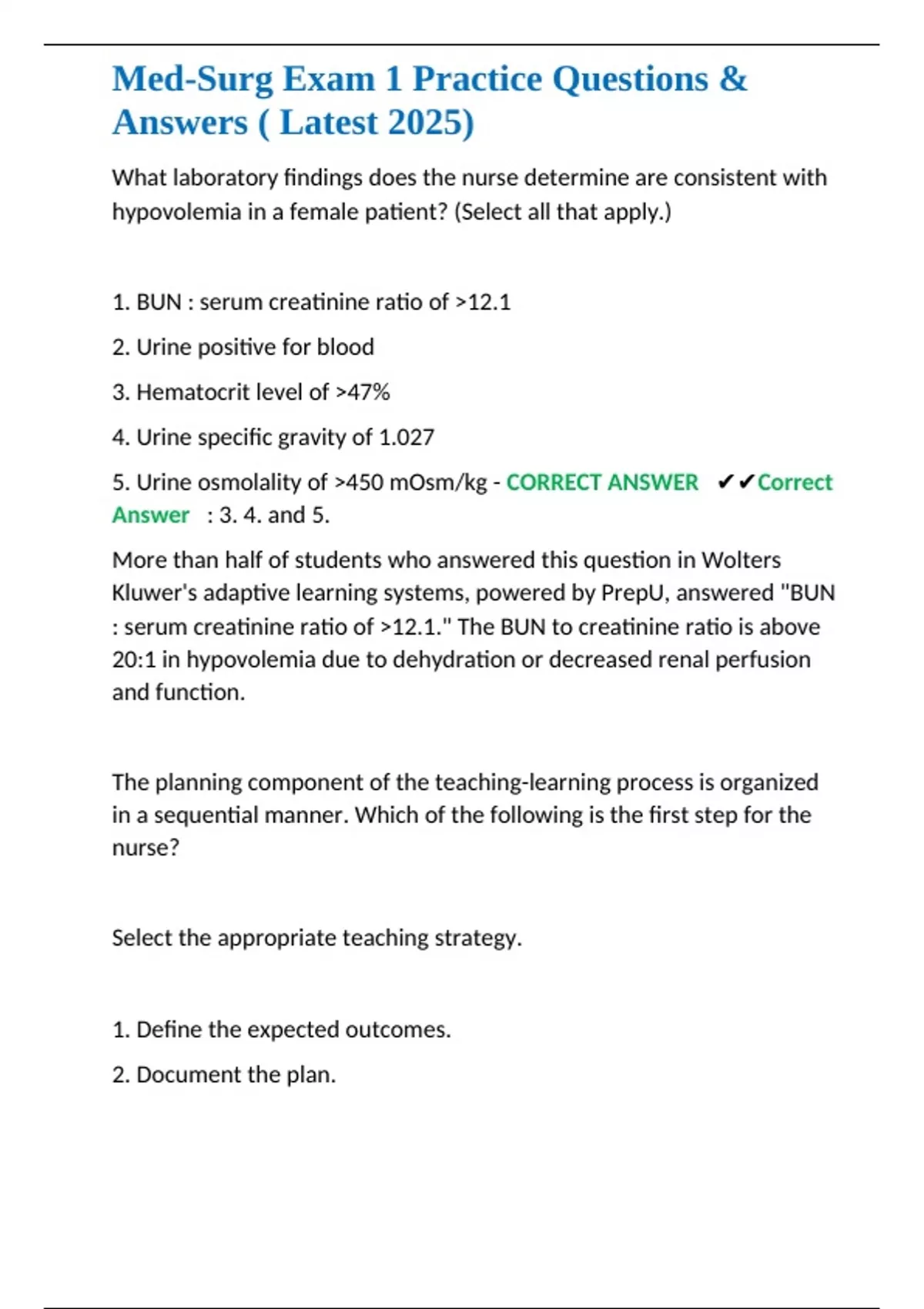 Med-Surg Exam 1 Practice Questions & Answers ( Latest 2025).docx - IS ...