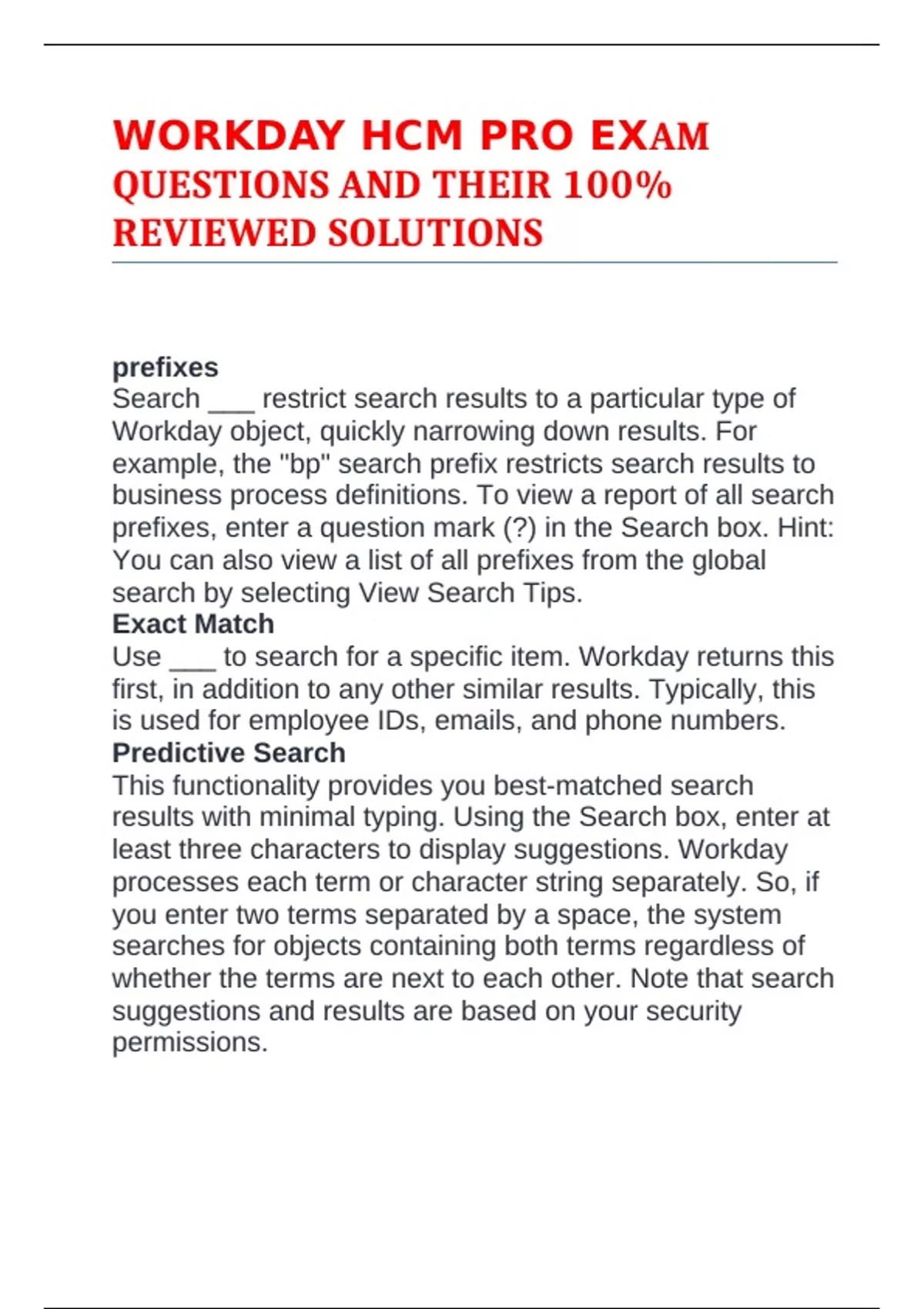 WORKDAY HCM PRO EXAM QUESTIONS AND THEIR 100% REVIEWED SOLUTIONS - WORKDAY PRO HCM CORE - Stuvia US