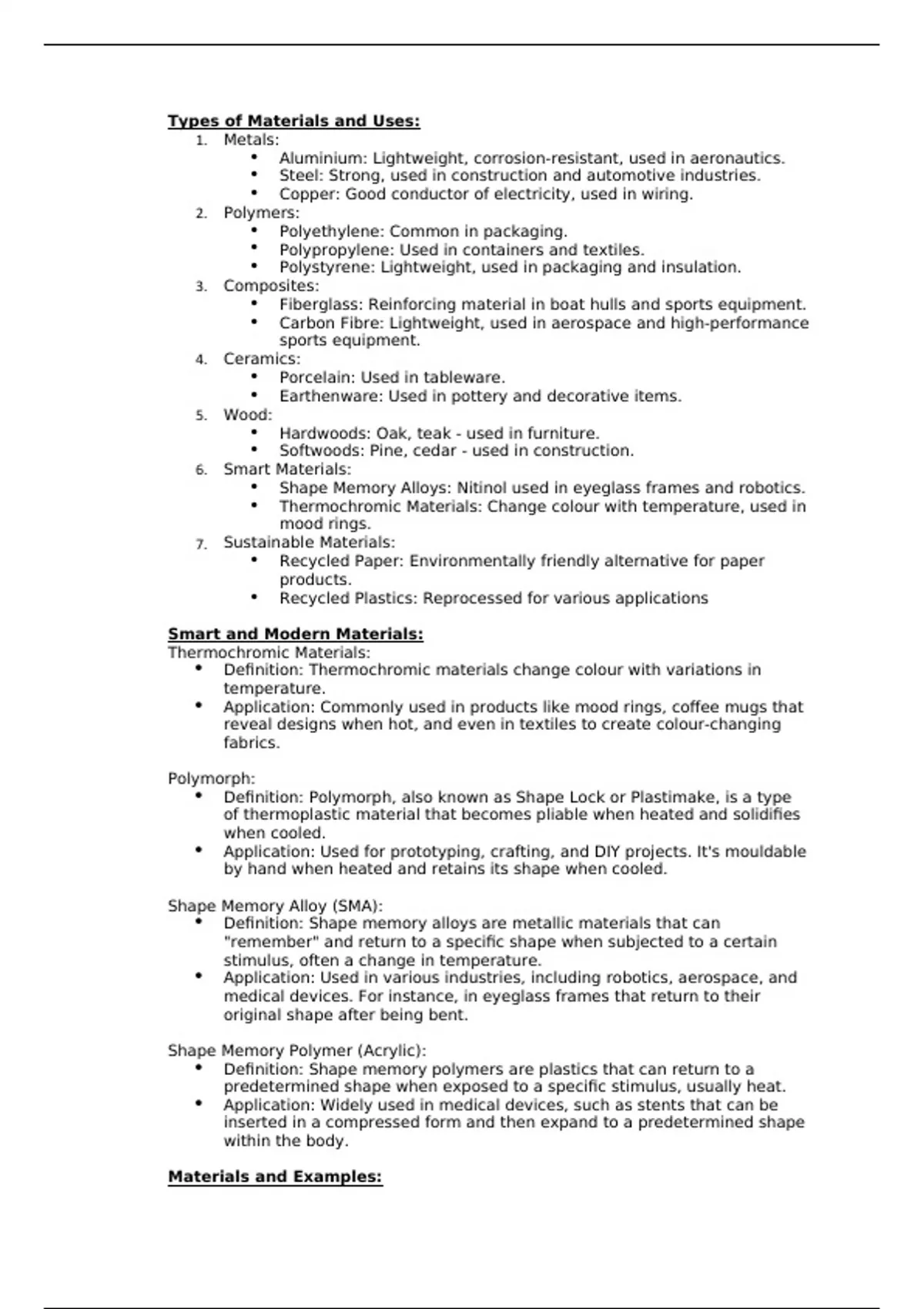 Summary CIE IGCSE DT Resistant Materials Notes - Design and technology ...