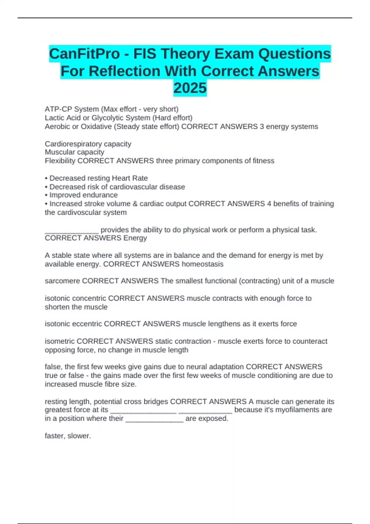 CanFitPro - FIS Theory Exam Questions For Reflection With Correct Answers 2025 - CanfitPro ...