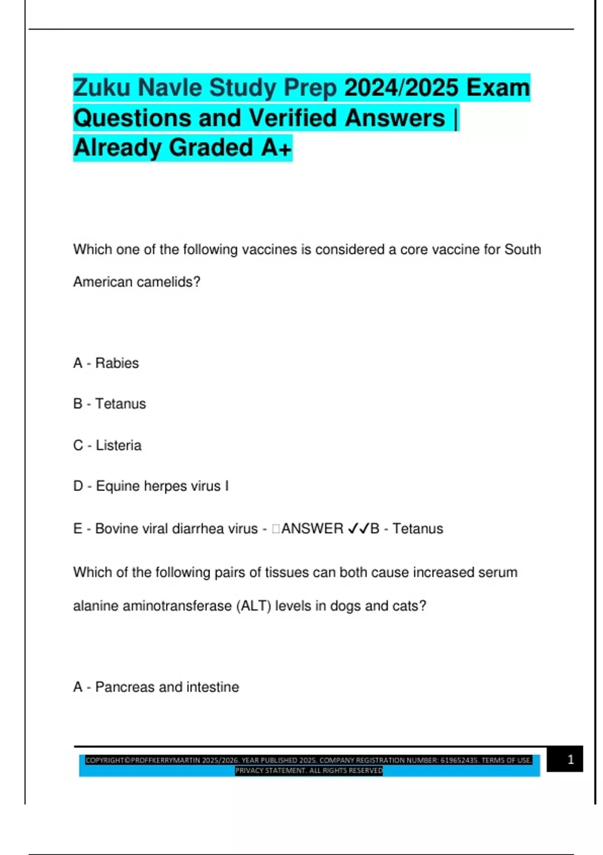 Zuku Navle Study Prep 2024/2025 Exam Questions and Verified Answers ...