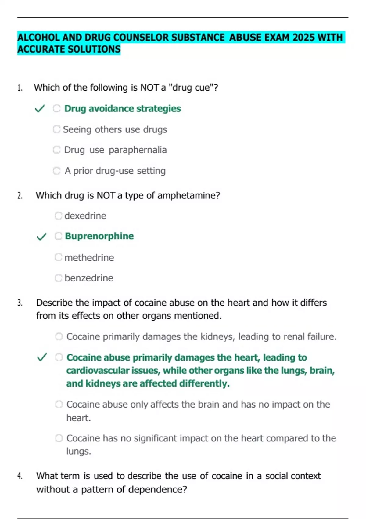 ALCOHOL AND DRUG COUNSELOR SUBSTANCE ABUSE EXAM 2025 WITH ACCURATE ...