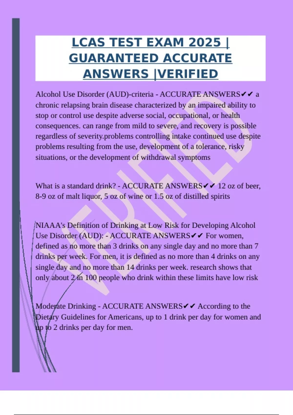 LCAS TEST EXAM 2025 |GUARANTEED ACCURATE ANSWERS |VERIFIED - LCAS ...
