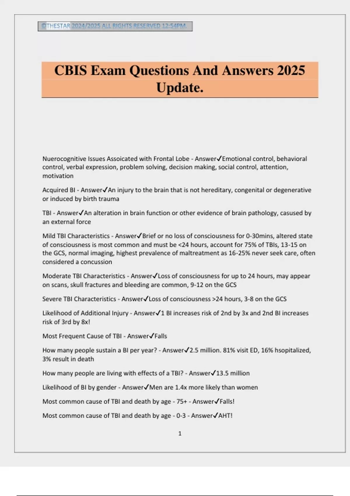 CBIS Exam Questions And Answers 2025 Update. - CBIS - Stuvia US