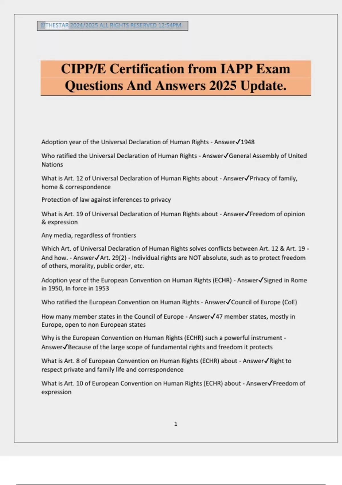 CIPP/E Exam Package Deal Questions and Verified Answers (2025 / 2026) - Stuvia US