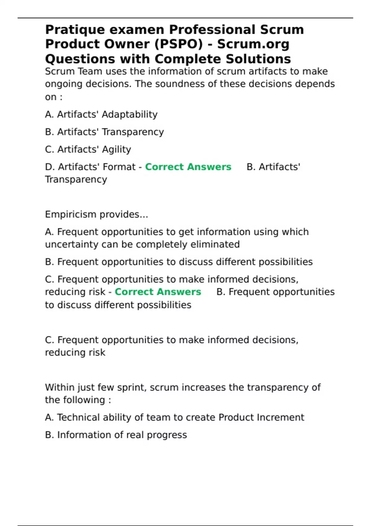 Pratique examen Professional Scrum Product Owner (PSPO) - Scrum.org ...