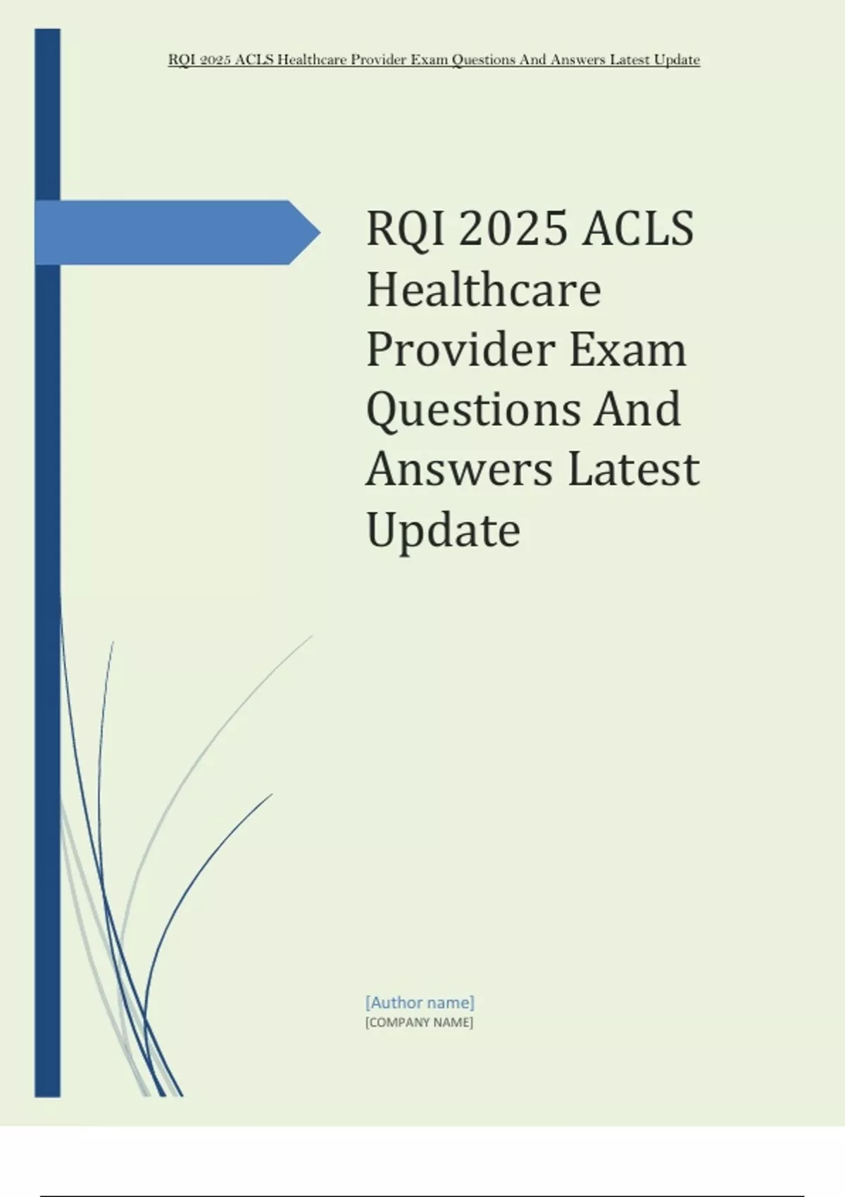 RQI 2025 ACLS Healthcare Provider Exam Questions And Answers Latest ...