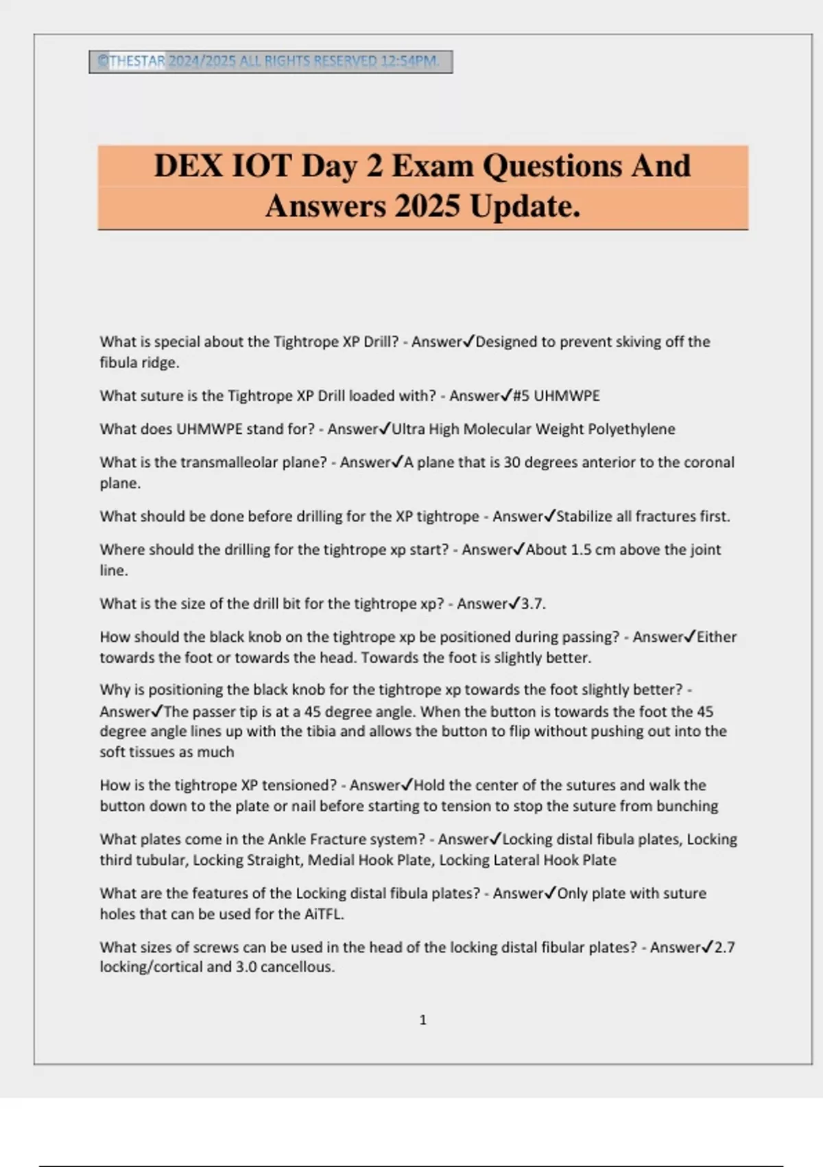 DEX IOT Day 2 Exam Questions And Answers 2025 Update. - DEX IOT - Stuvia US