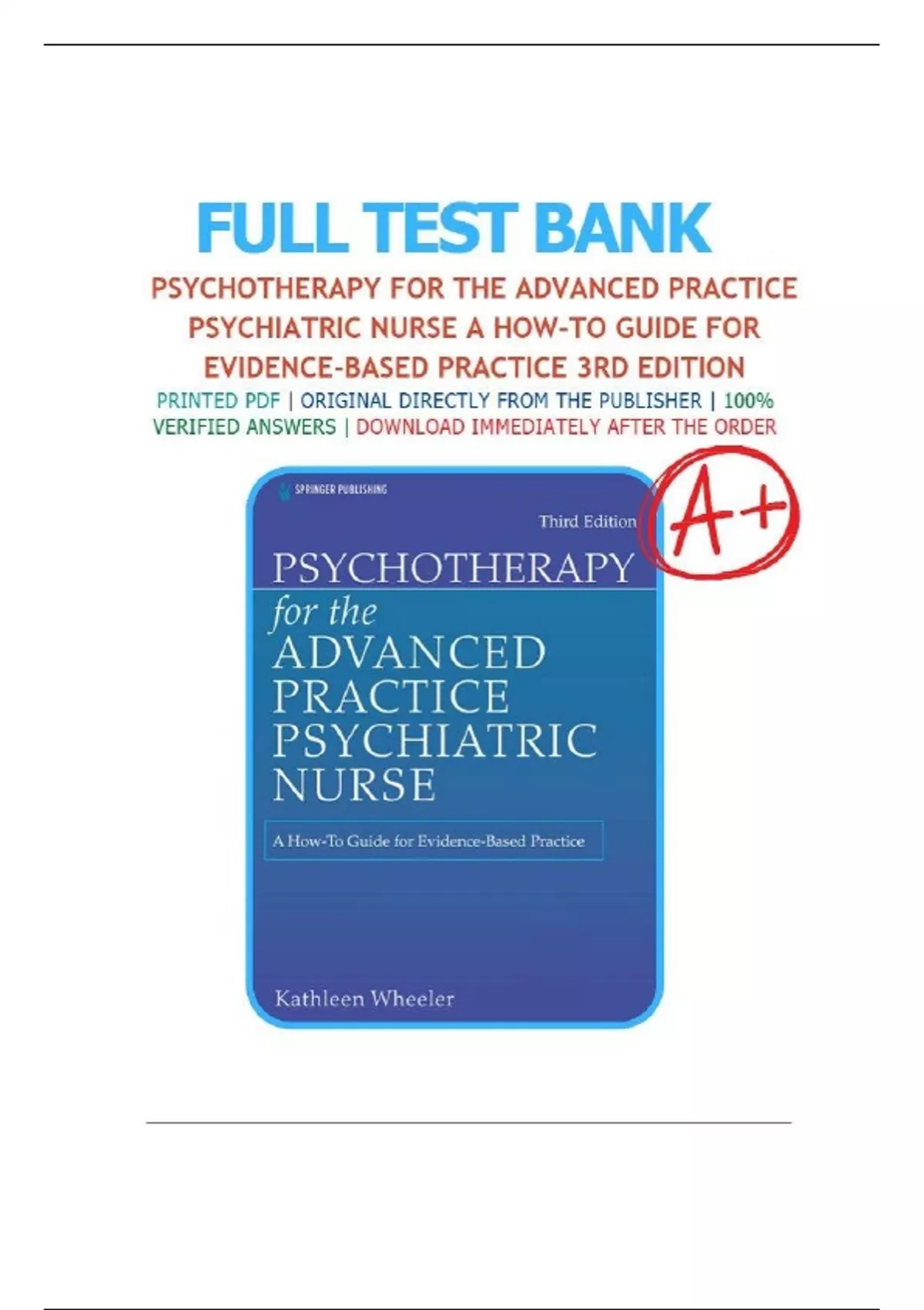 Test Bank Psychotherapy for the Advanced Practice Psychiatric Nurse A ...