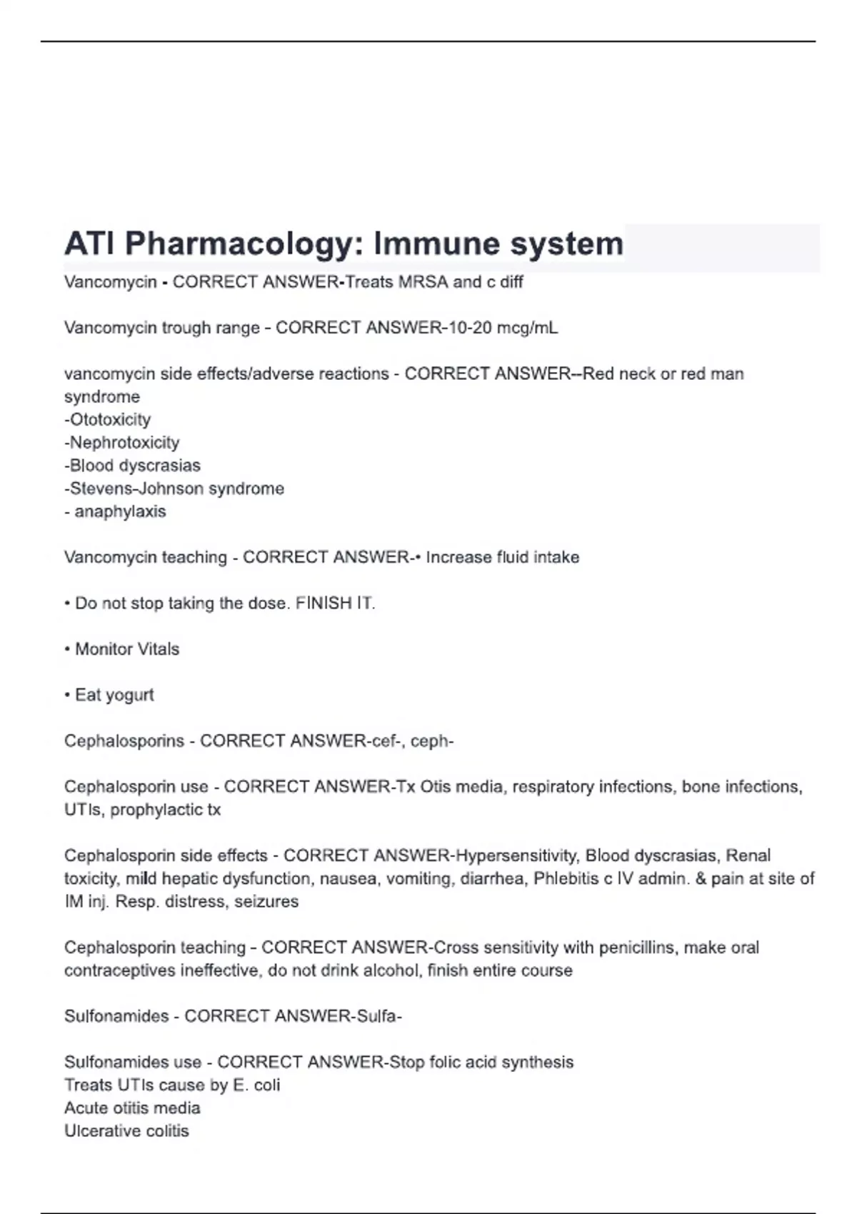 ATI Pharmacology Immune (LATEST 2025/2026 UPDATE), ACTUAL EXAM/TEST ...