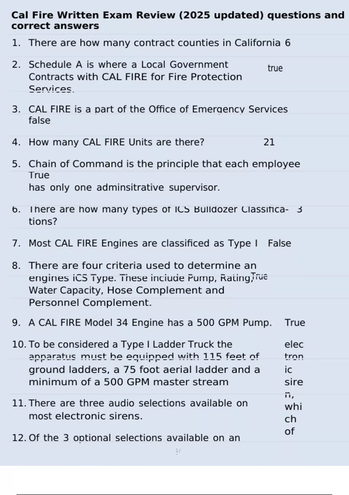 Cal Fire Written Exam Review (2025 updated) questions and correct ...