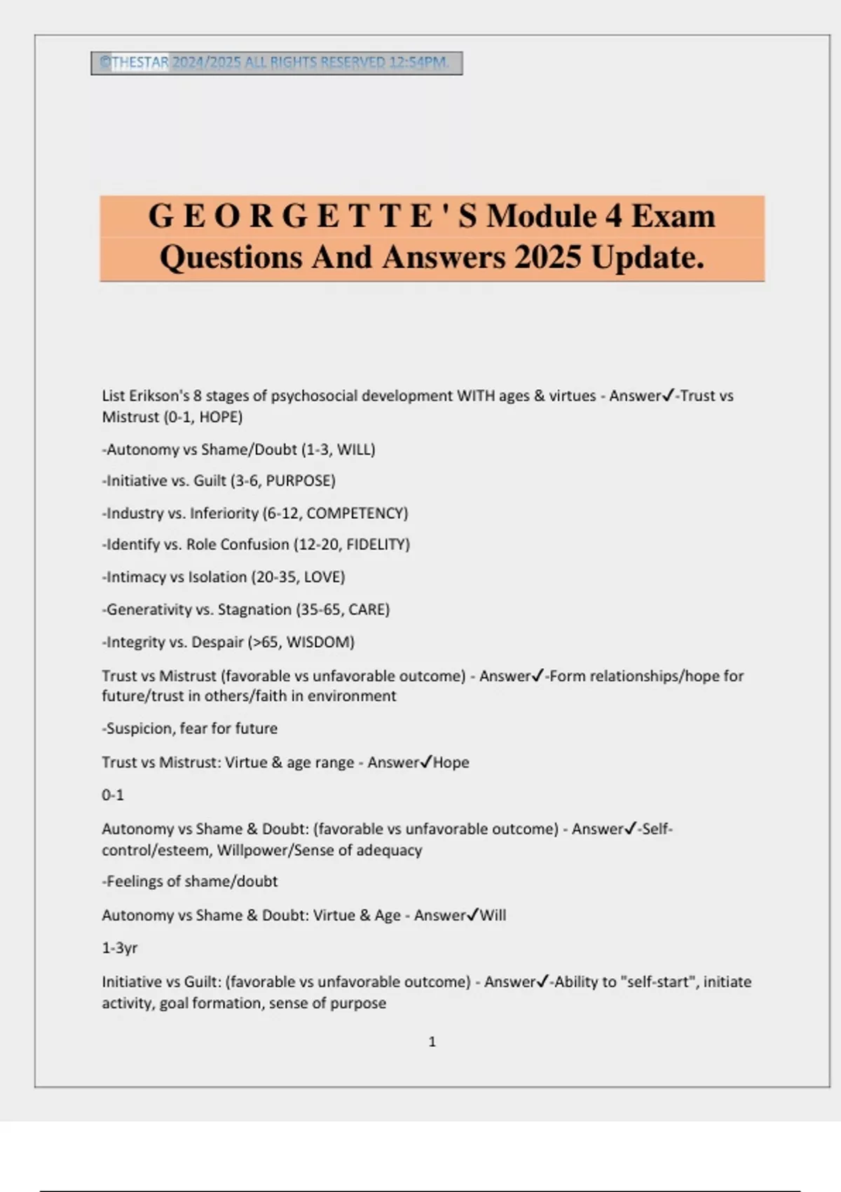 G E O R G E T T E ' S Module 4 Exam Questions And Answers 2025 Update ...