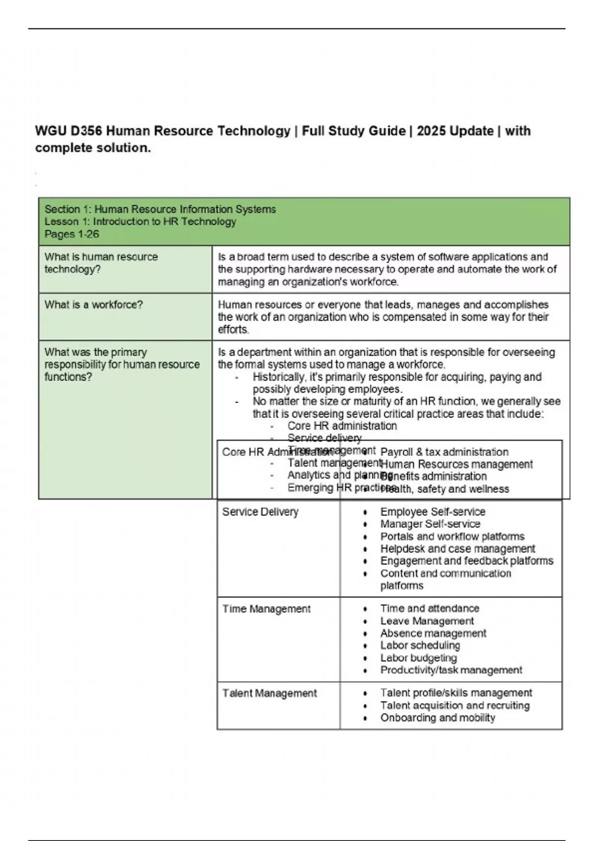 WGU D356 Human Resource Technology | Full Study Guide | 2025 Update ...