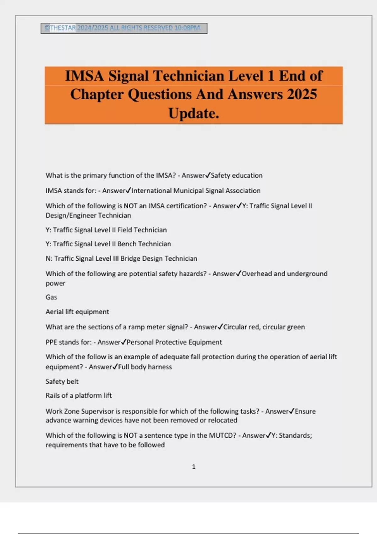 IMSA Signal Technician Level 1 End of Chapter Questions And Answers ...