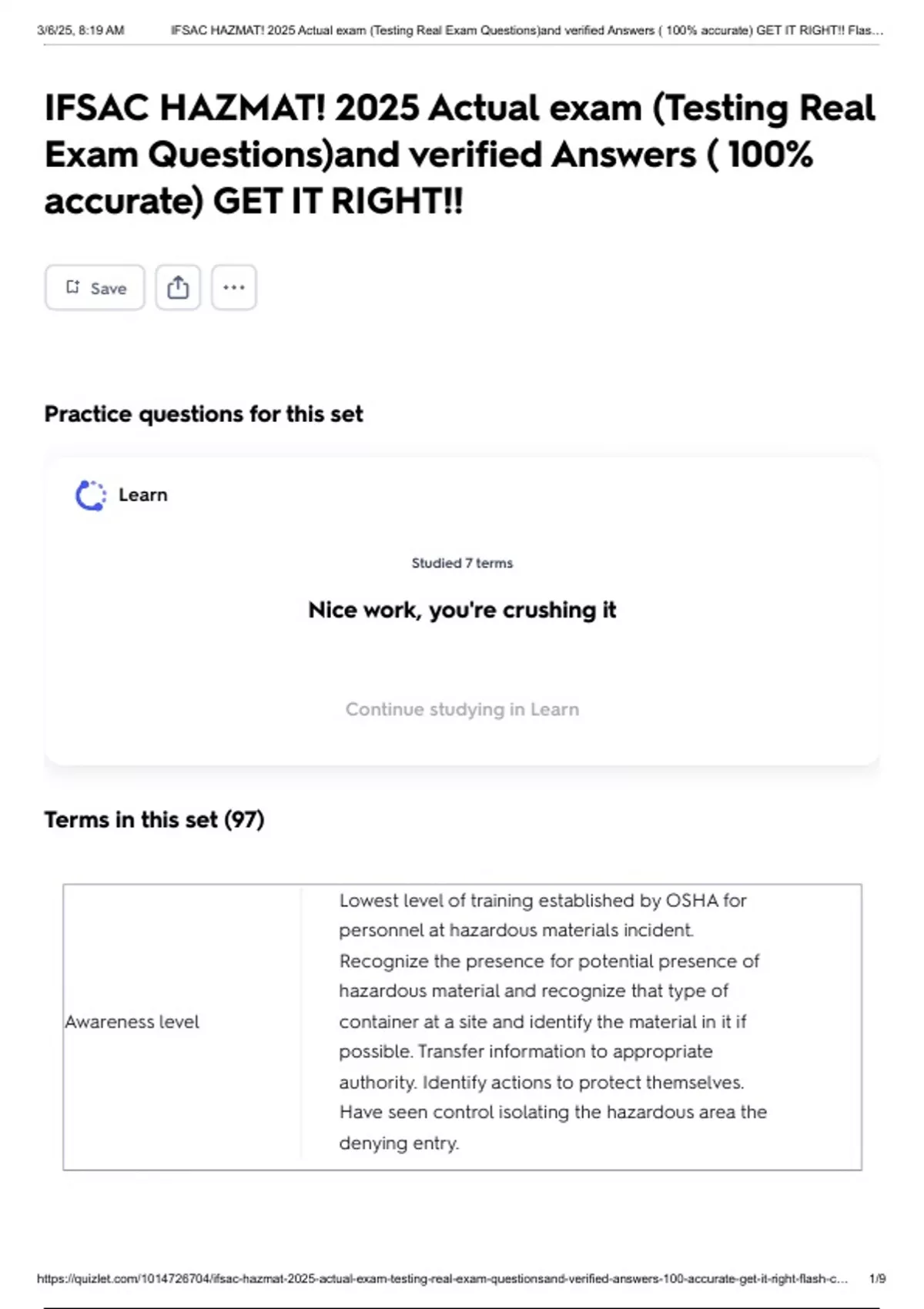 IFSAC HAZMAT! 2025 Actual exam (Testing Real Exam Questions)and ...