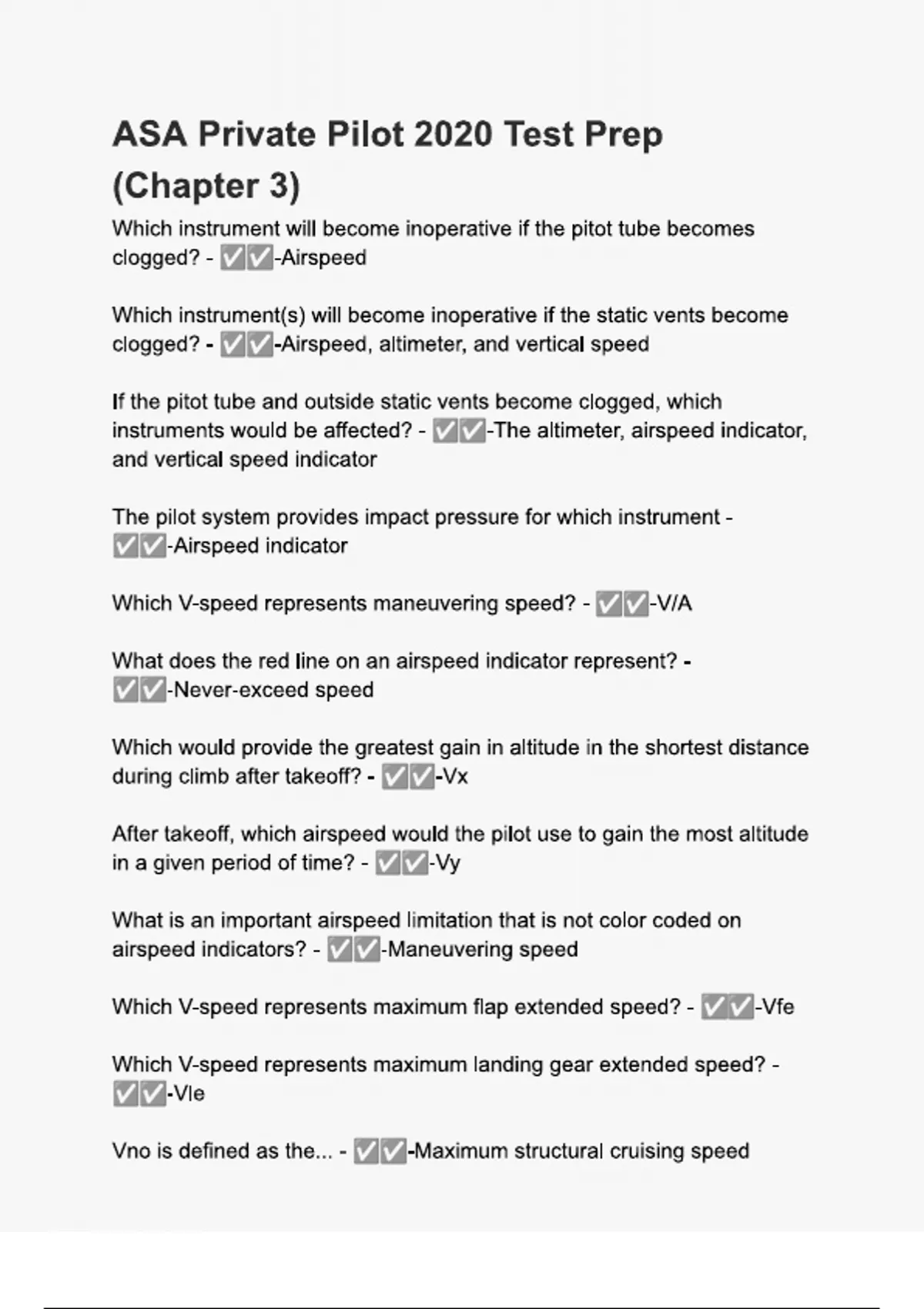 ASA Private Pilot 2020 Test Prep (Chapter 3) Questions with Explanation ...