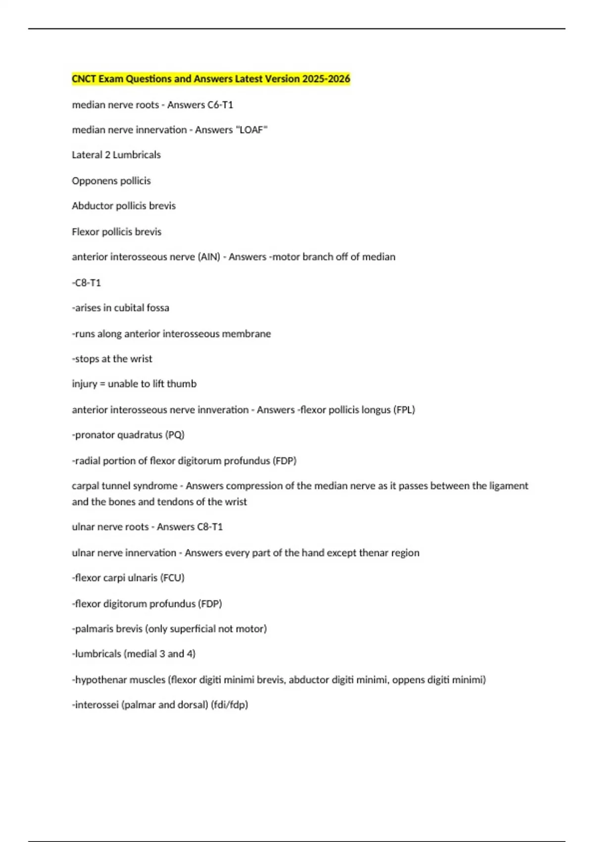 CNCT Exam Questions and Answers Latest Version - CNCT - Stuvia US