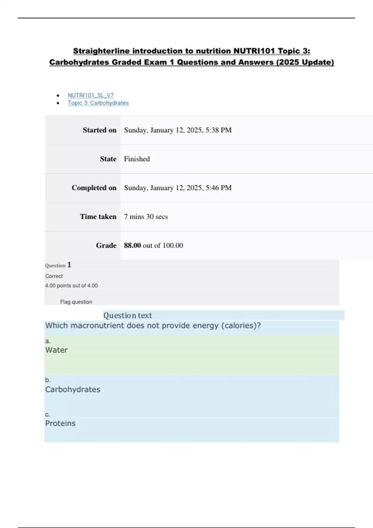Straighterline introduction to nutrition NUTRI101 Topic 3 ...