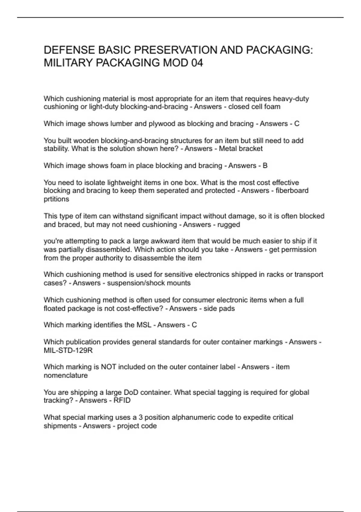 DEFENSE BASIC PRESERVATION AND PACKAGING: MILITARY PACKAGING MOD 04 - DEFENSE BASIC PRESERVATION ...