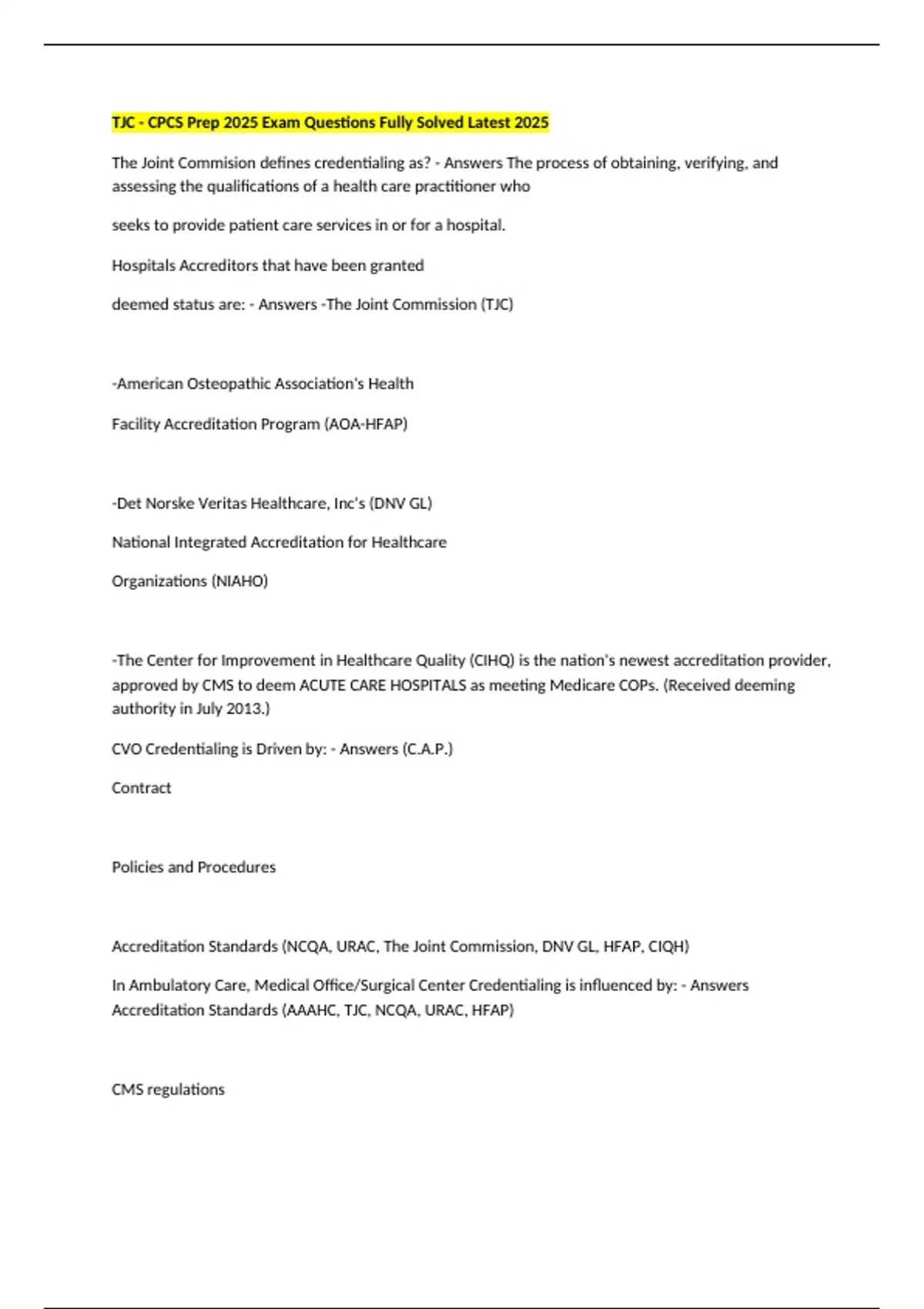 TJC - CPCS Prep 2025 Exam Questions Fully Solved Latest 2025 - TJC ...