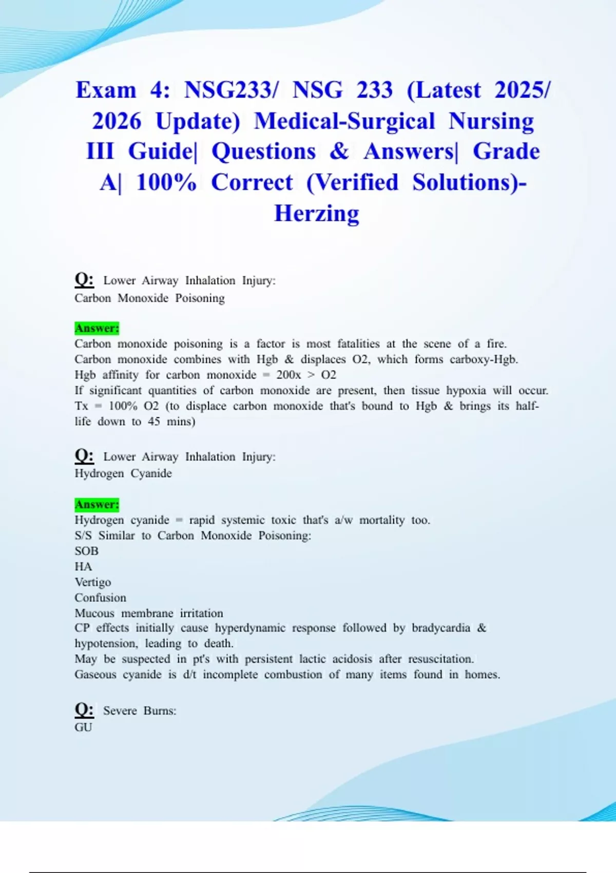 Exam 4: NSG233/ NSG 233 (Latest 2025/ 2026 Update) Medical-Surgical ...