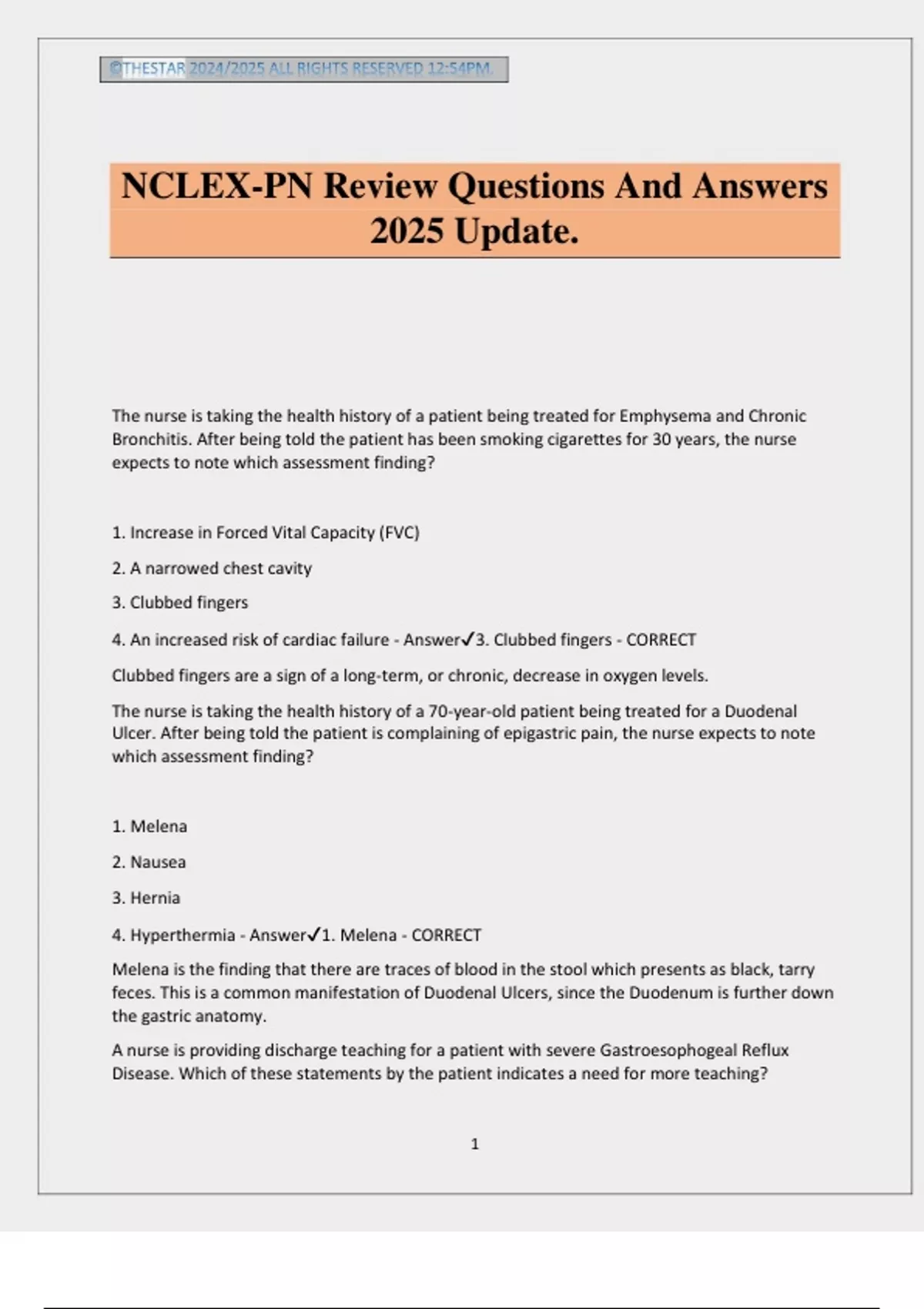 NCLEX-PN Review Questions And Answers 2025 Update. - NCLEX-PN - Stuvia US