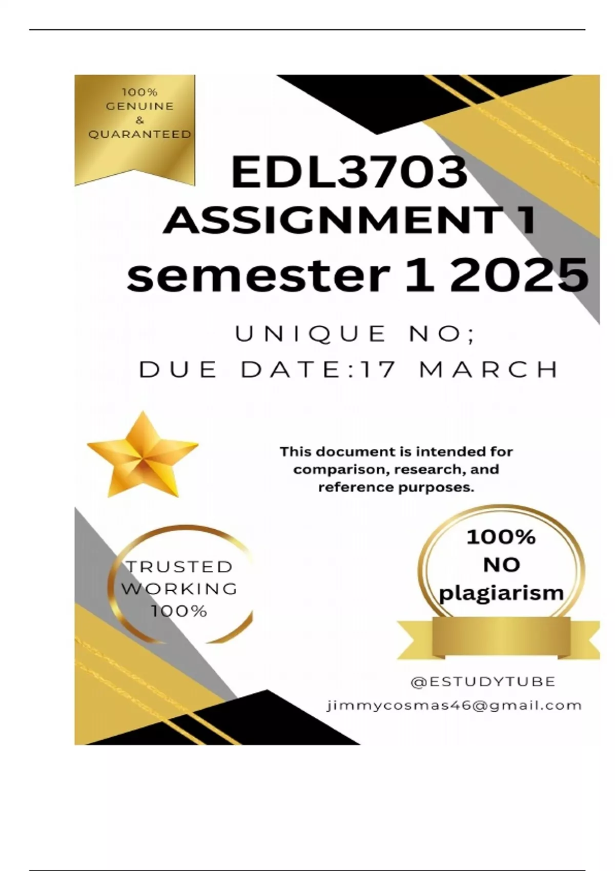 EDL3703 Assignment 1 (COMPLETE ANSWERS) Semester 1 2025 - DUE 17 March ...