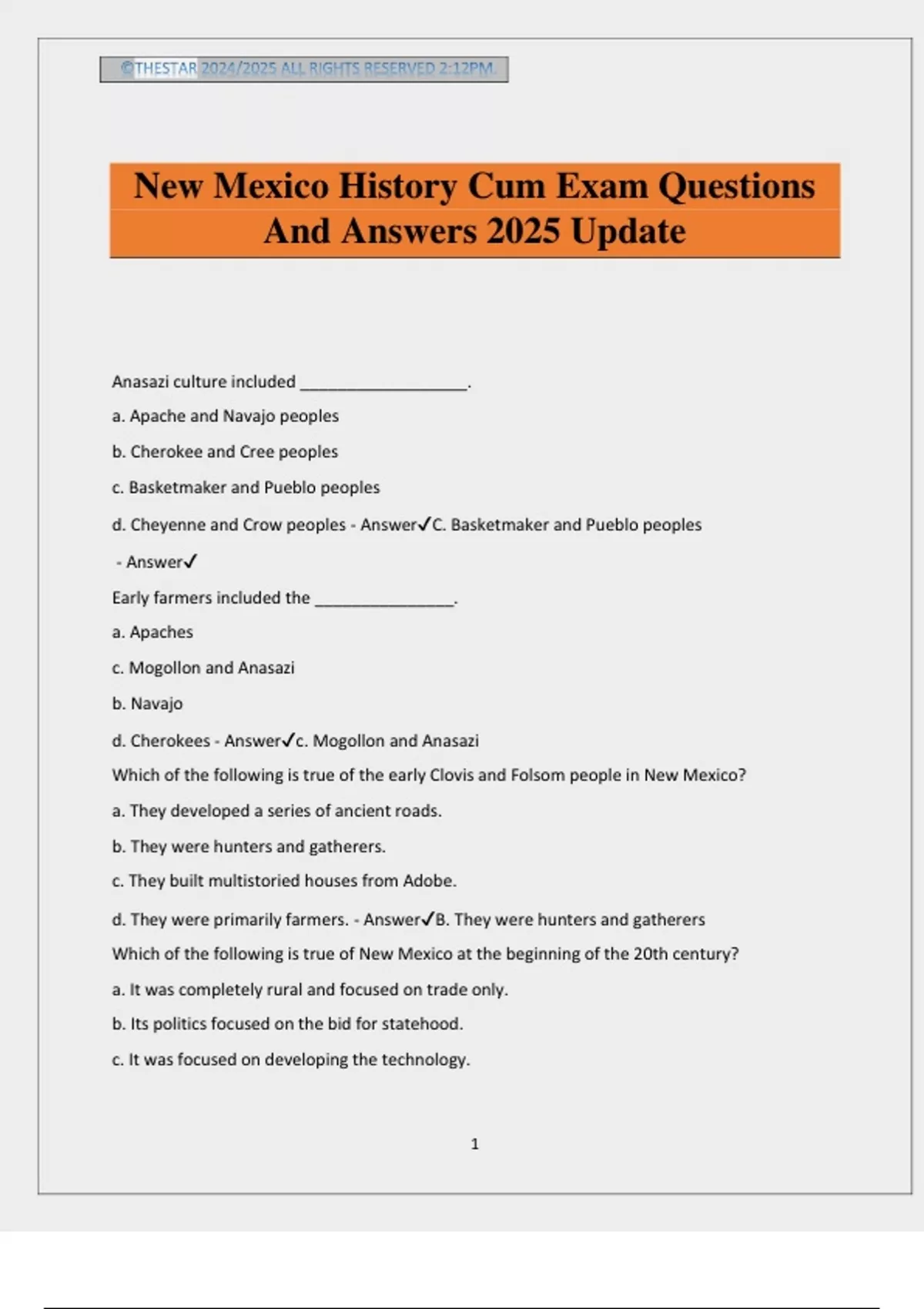 New Mexico History Cum Exam Questions And Answers 2025 Update - New ...