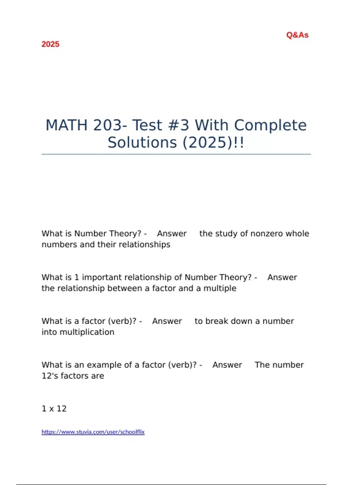 MATH 203- Test -3 With Complete Solutions (2025)!! - Math 203 - Stuvia US