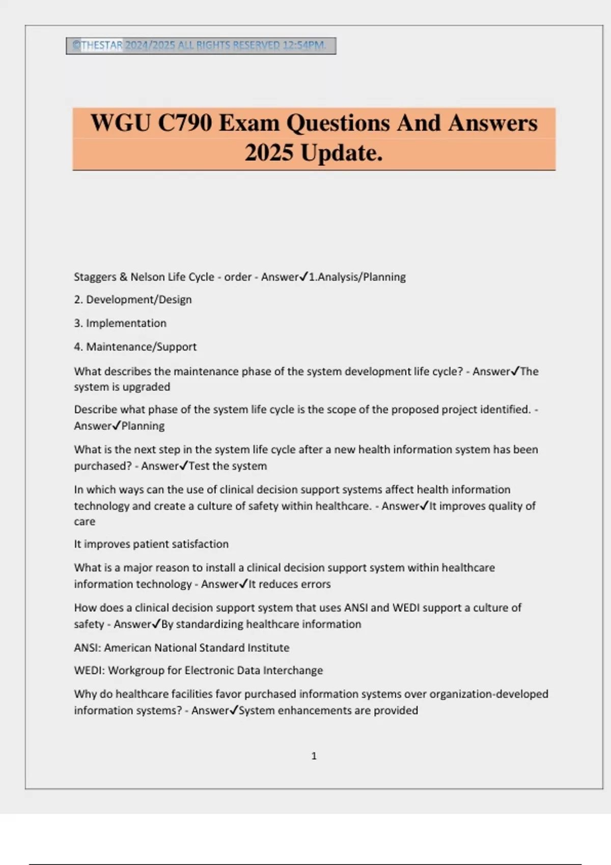 WGU C790 Exam Questions And Answers 2025 Update. - WGU C790 - Stuvia US