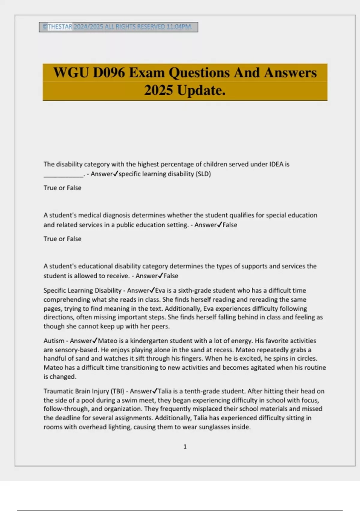 WGU D096 Exam Questions And Answers 2025 Update - WGU D096 - Stuvia US