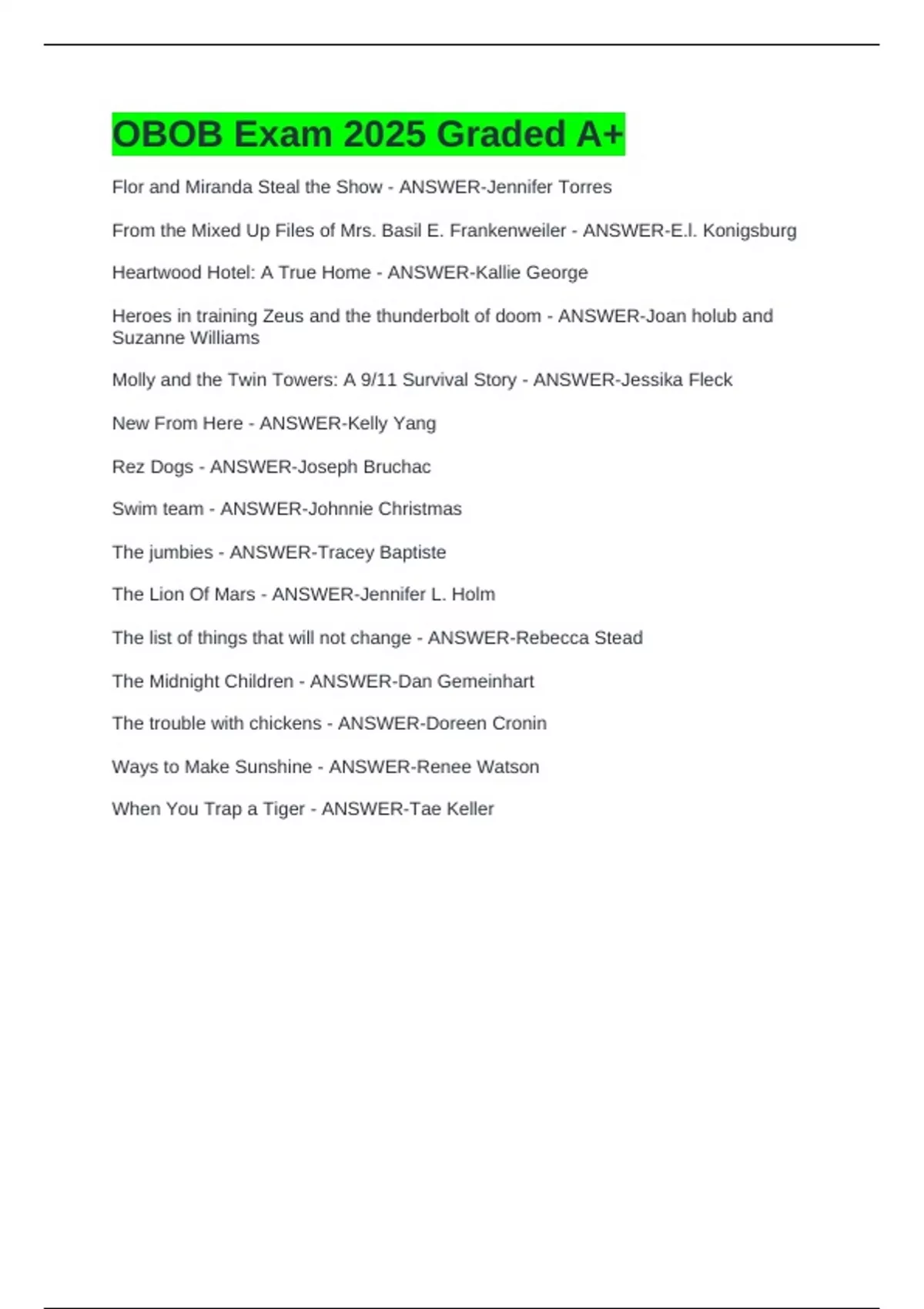 OBOB Exam 2025 Graded A+ - OBOB - Stuvia US