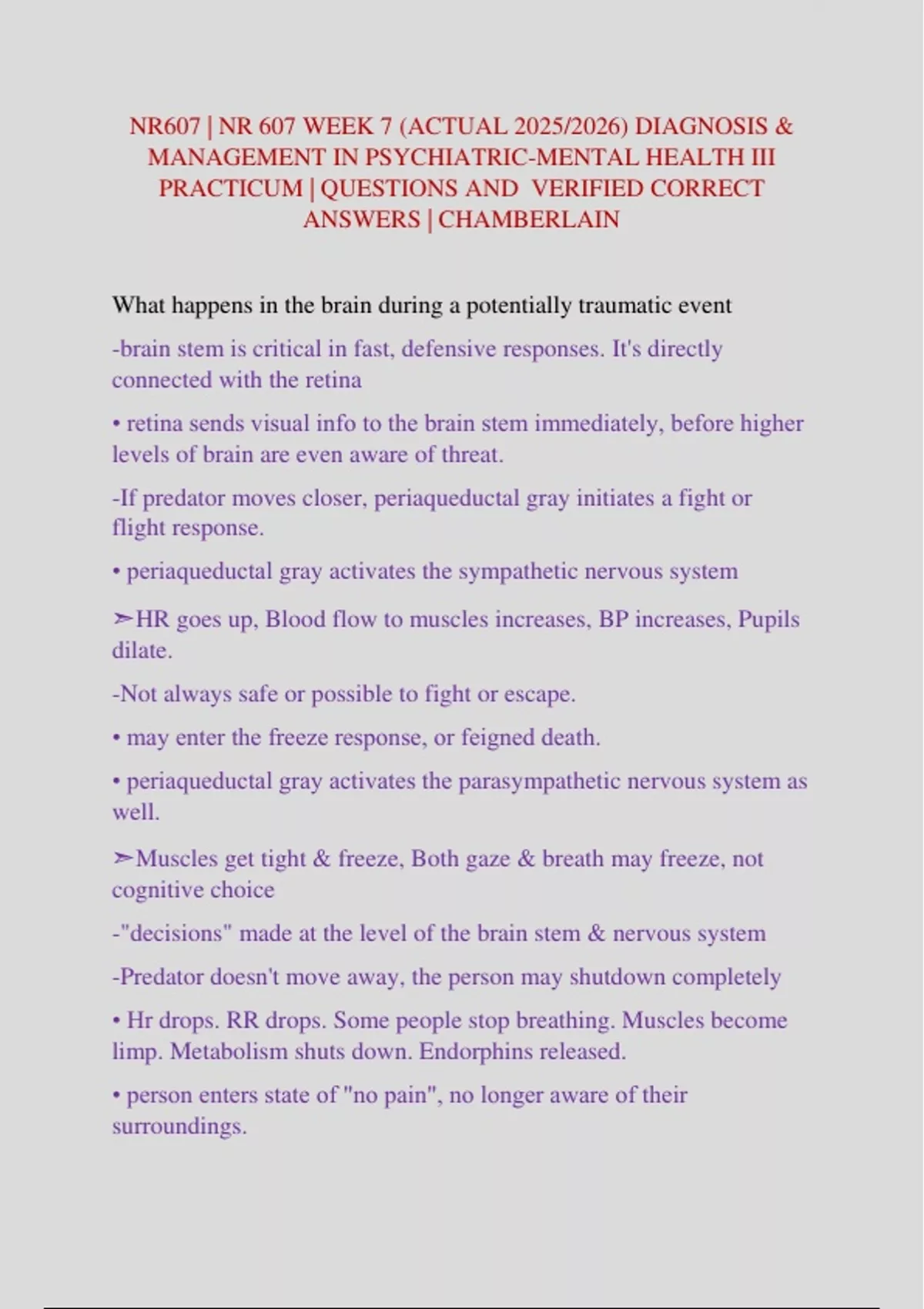 NR607 | NR 607 WEEK 7 (ACTUAL 2025/2026) DIAGNOSIS & MANAGEMENT IN PSYCHIATRIC-MENTAL HEALTH III ...