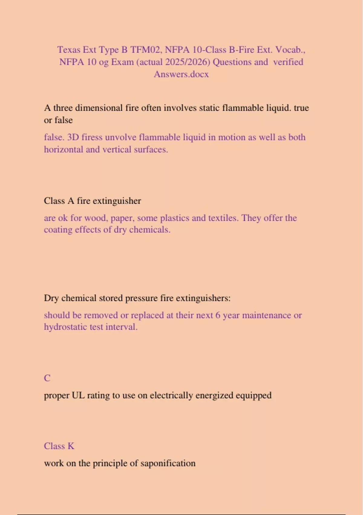 Texas Ext Type B TFM02, NFPA 10-Class B-Fire Ext. Vocab., NFPA 10 og ...