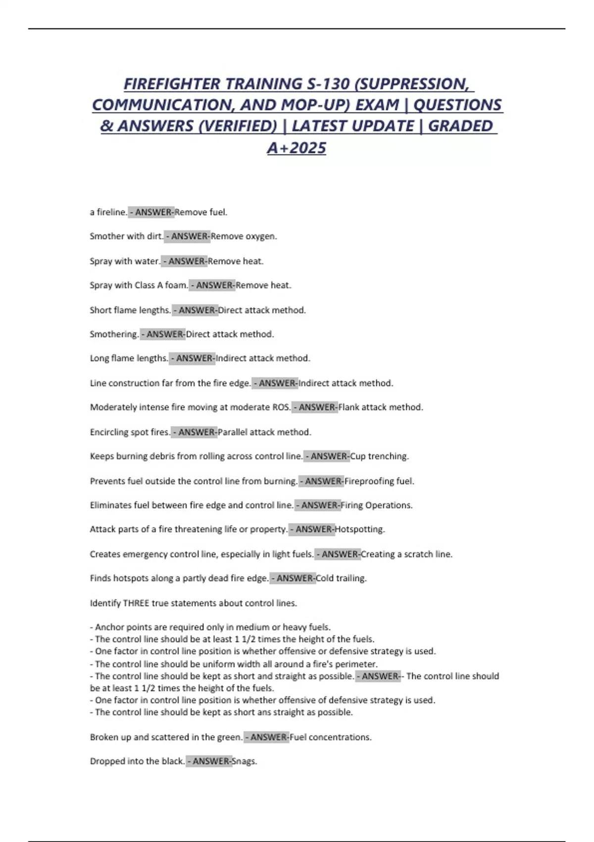 FIREFIGHTER TRAINING S-130 (SUPPRESSION, COMMUNICATION, AND MOP-UP ...