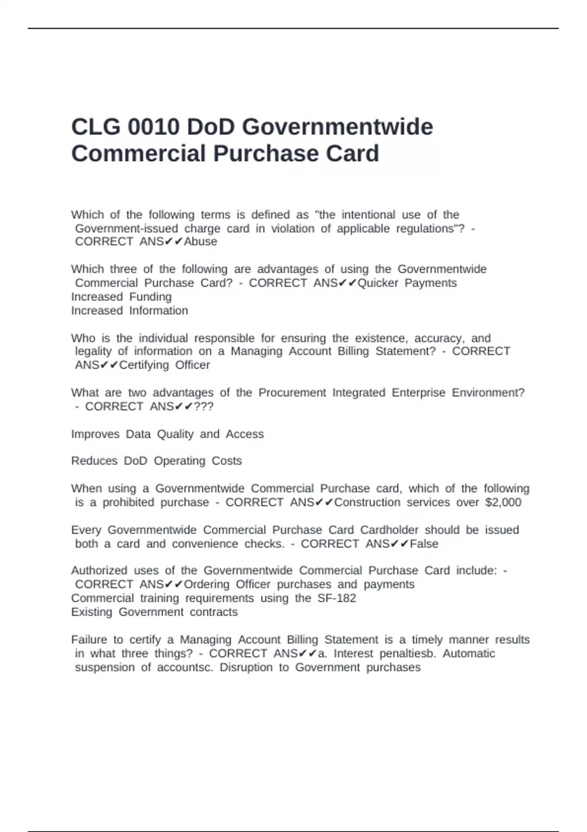 CLG 0010 DoD Governmentwide Commercial Purchase Card - CLG 0010 DOD ...