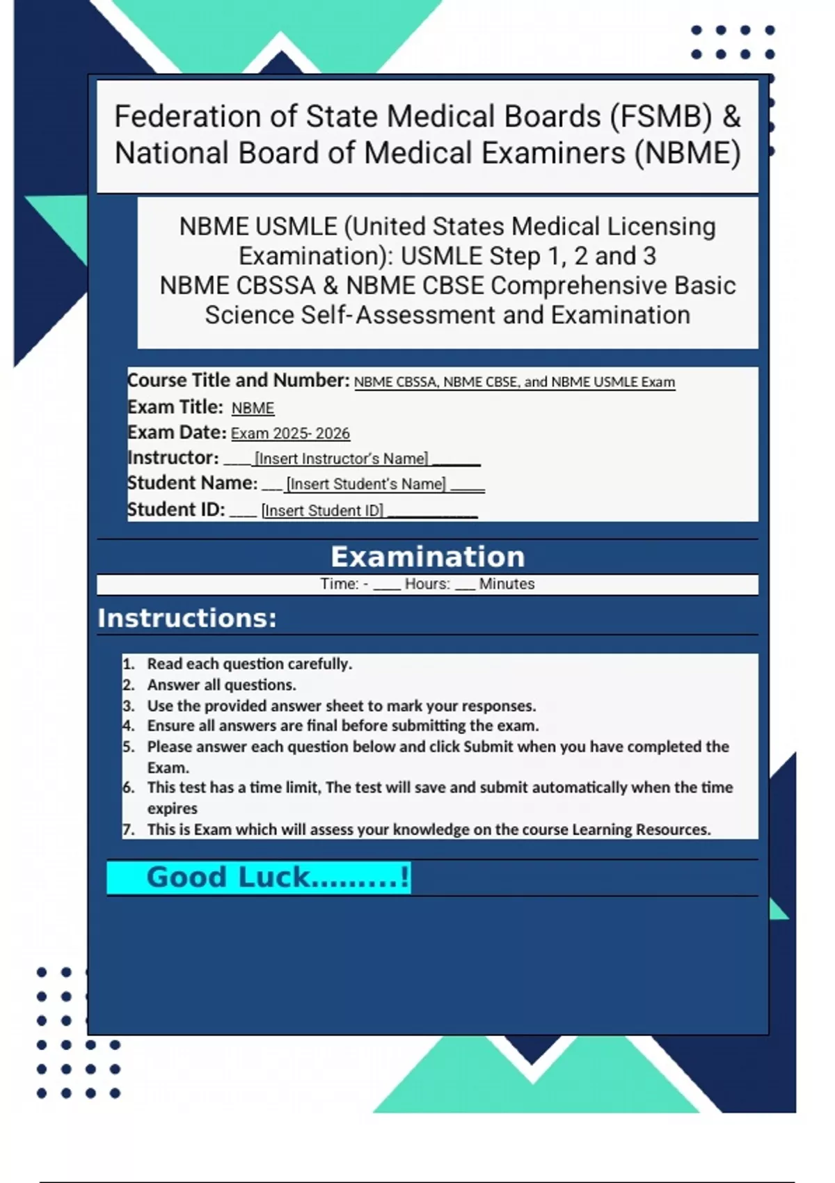 NBME USMLE Step 1 High Yield Exam Review (United States Medical ...