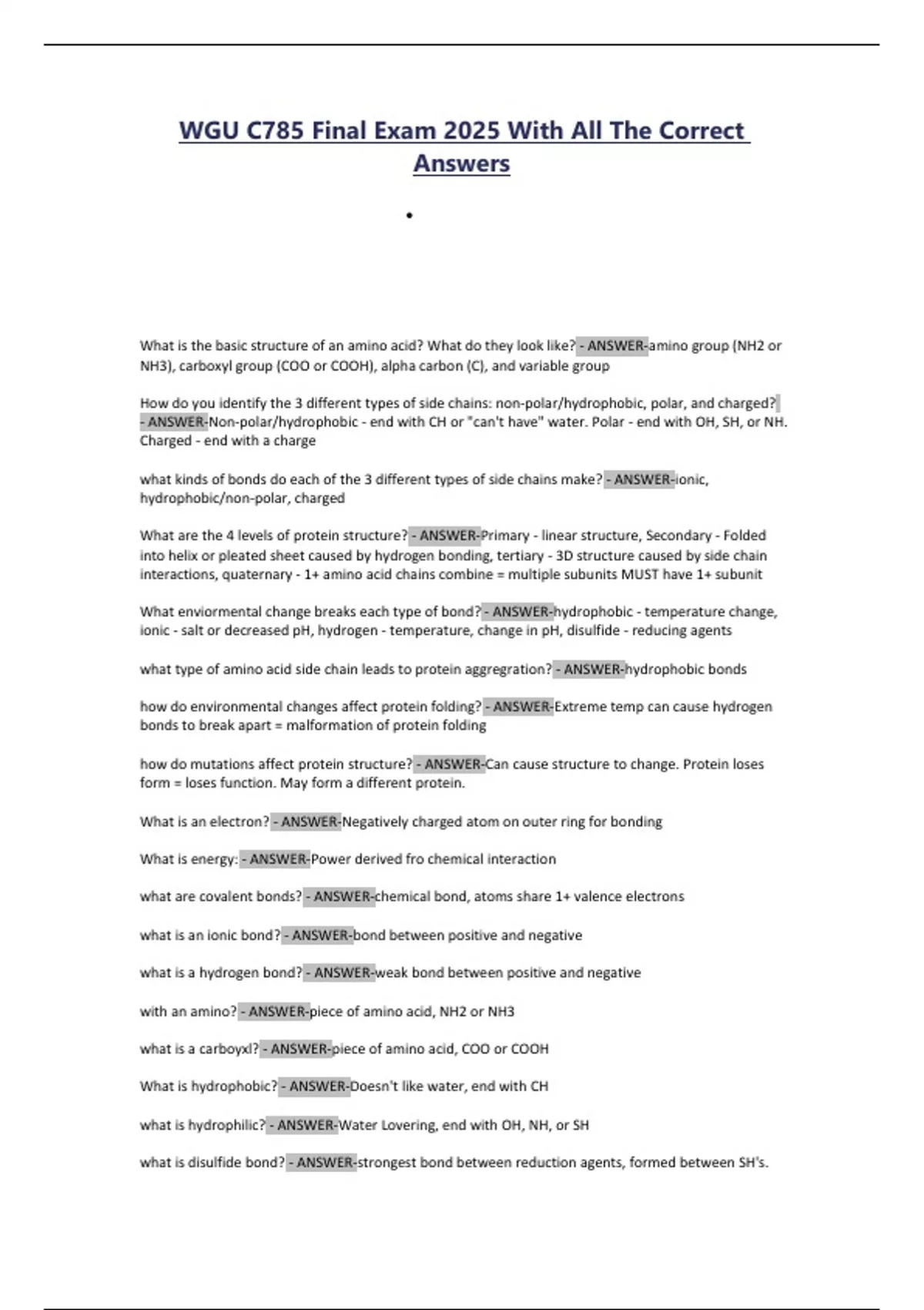 WGU C785 Final Exam 2025 With All The Correct Answers - Wgu - Stuvia US