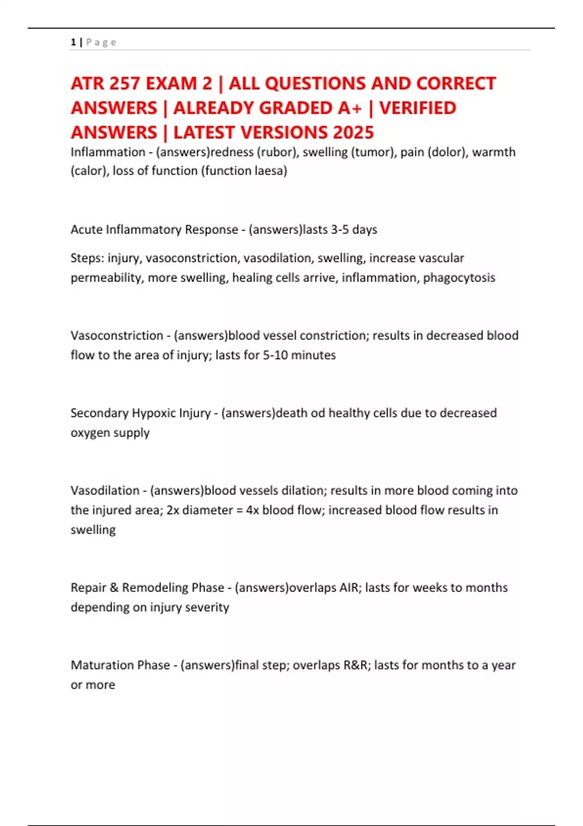 ATR 257 EXAM 2 | ALL QUESTIONS AND CORRECT ANSWERS | ALREADY GRADED A+ ...