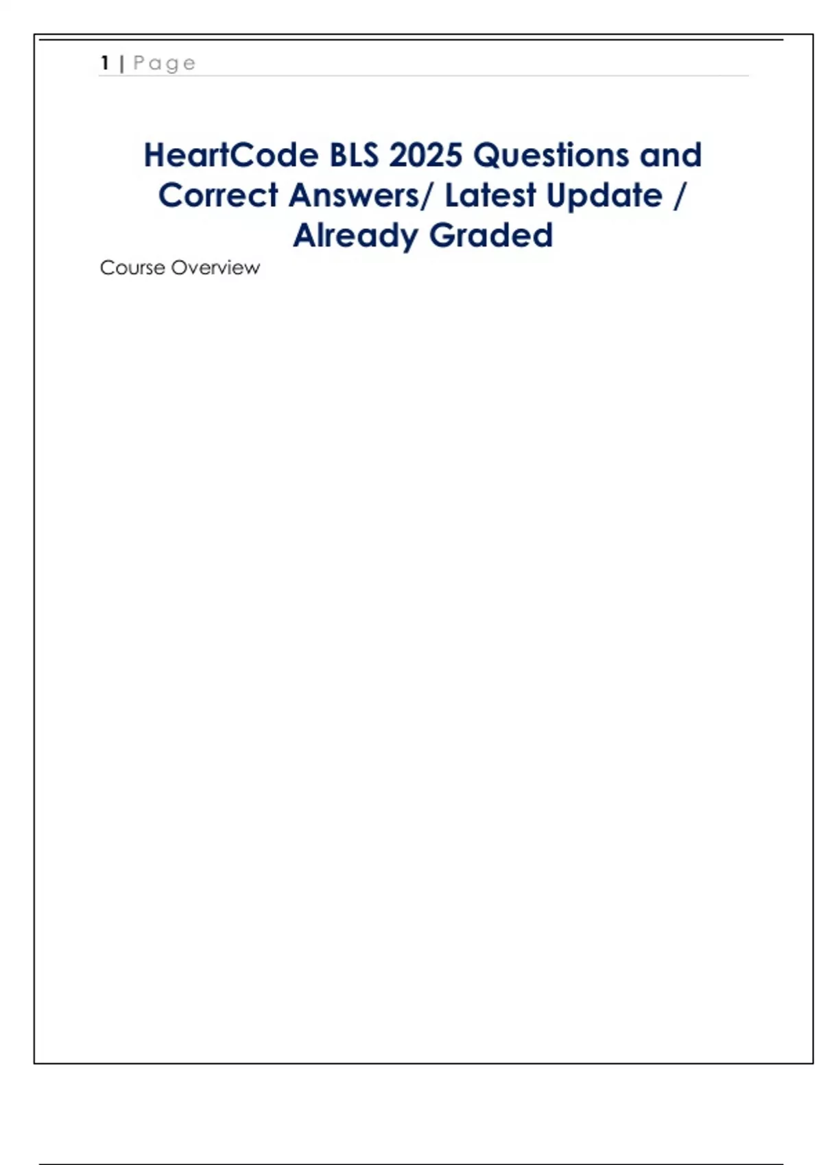 HeartCode BLS 2025 Questions and Correct Answers/ Latest Update ...