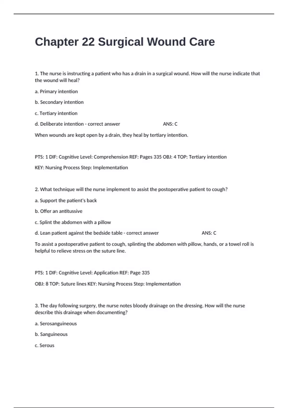 Chapter 22 Surgical Wound Care Advanced Test Questions And Correct ...